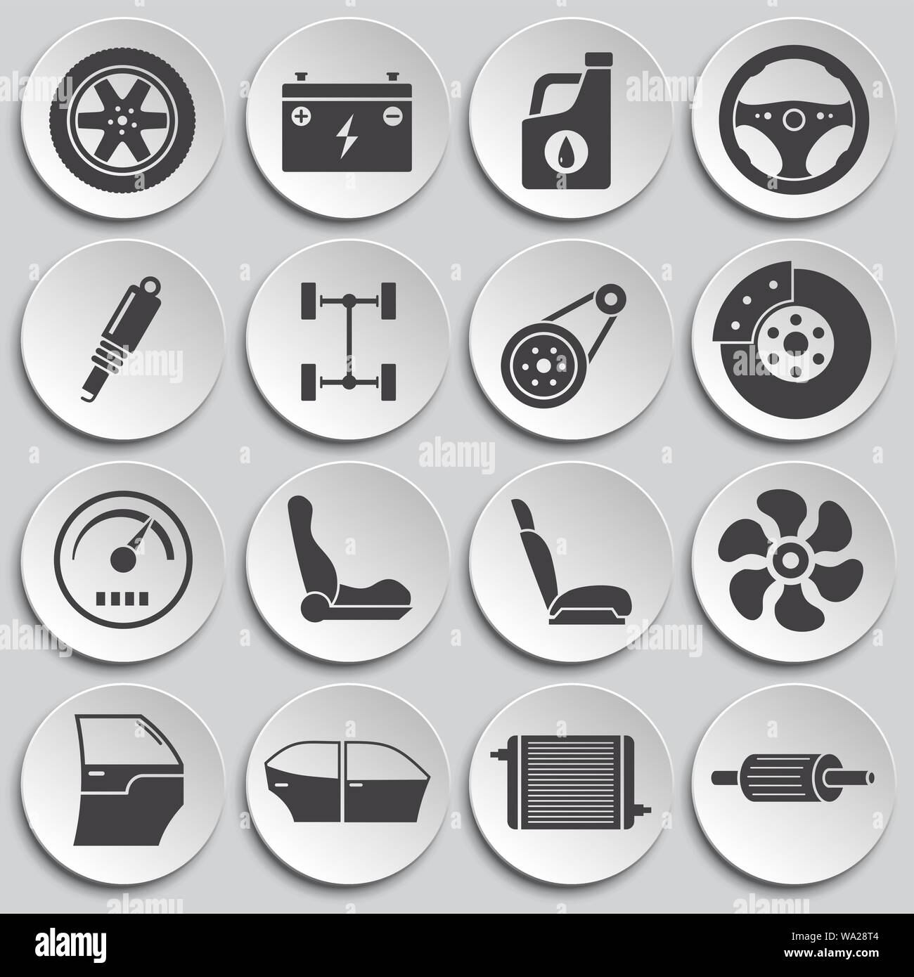 Car parts related icons set on background for graphic and web design ...