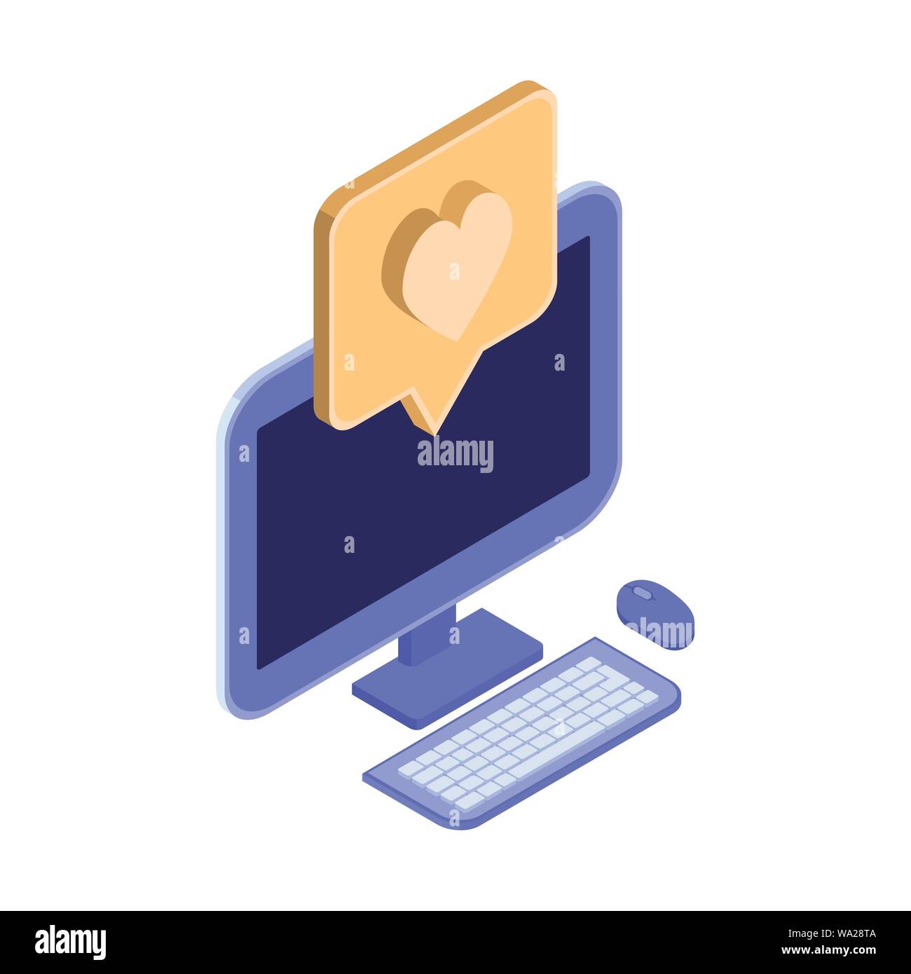 desktop computer screen with email notifications Stock Vector Image ...