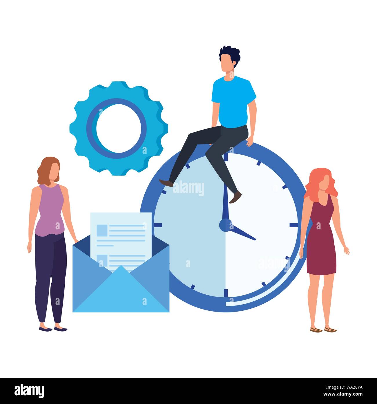 group of people with time clock characters Stock Vector Image & Art - Alamy