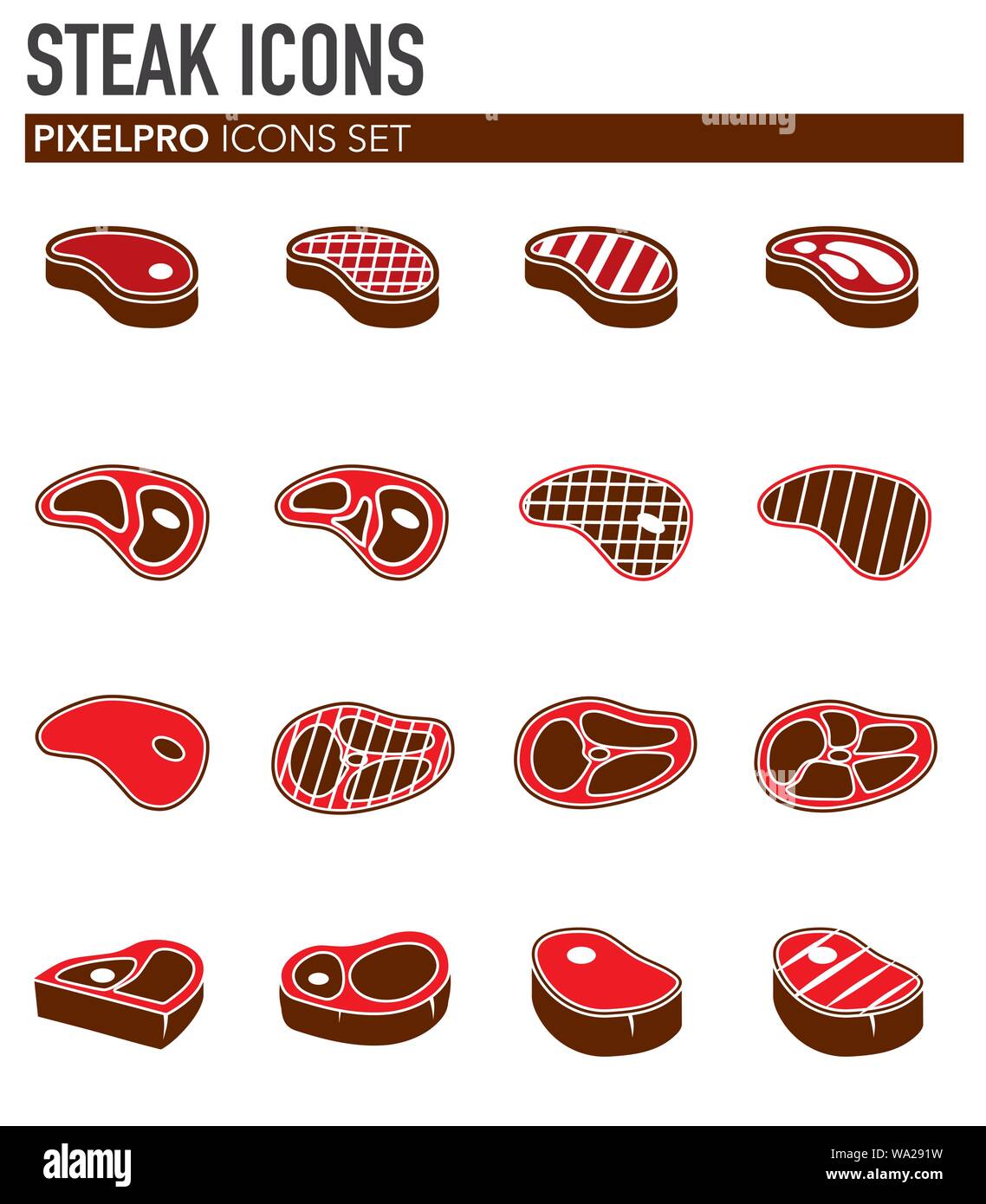 Steak related icons set on background for graphic and web design ...