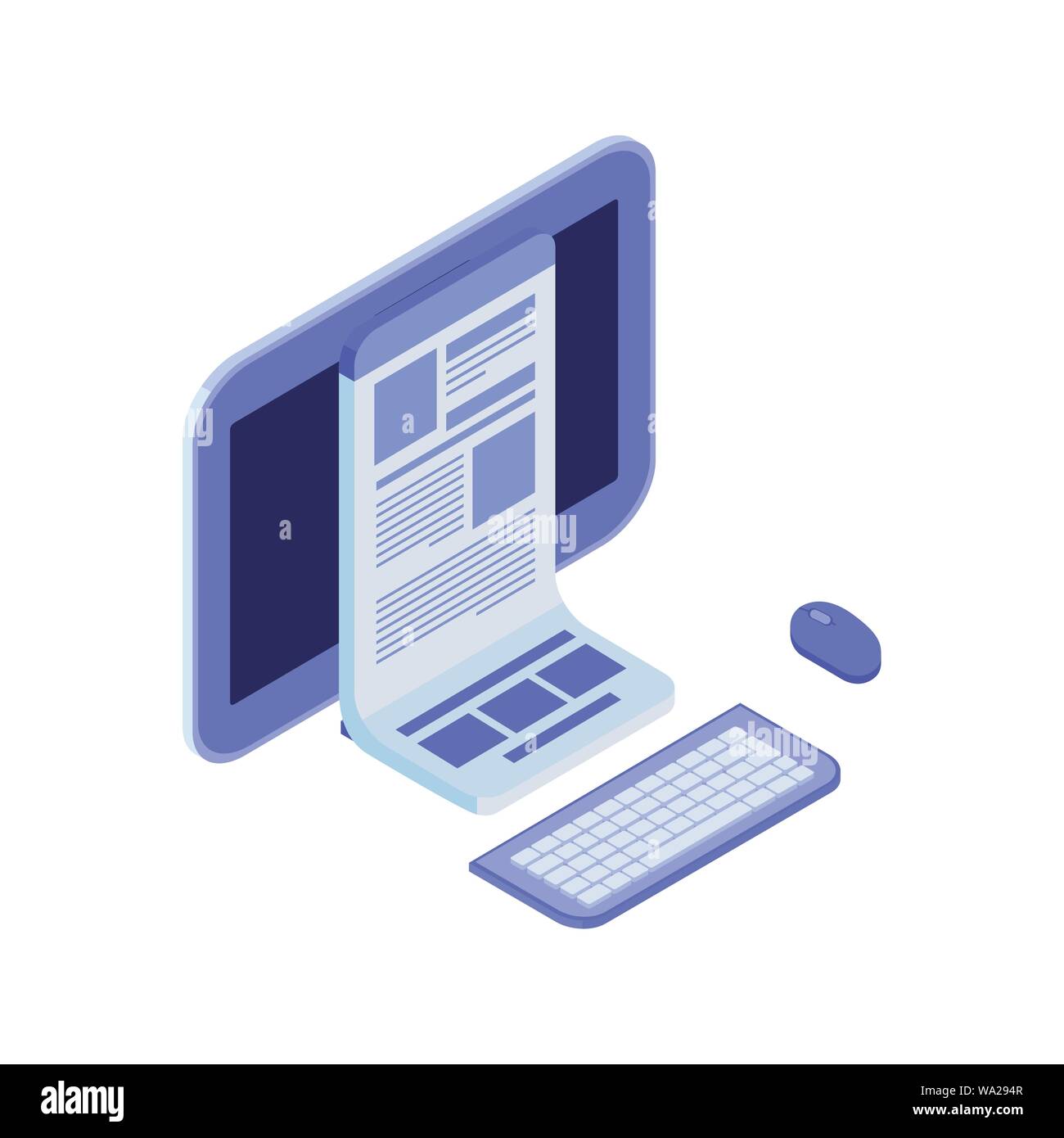 desktop computer screen with sheets of paper Stock Vector Image & Art ...