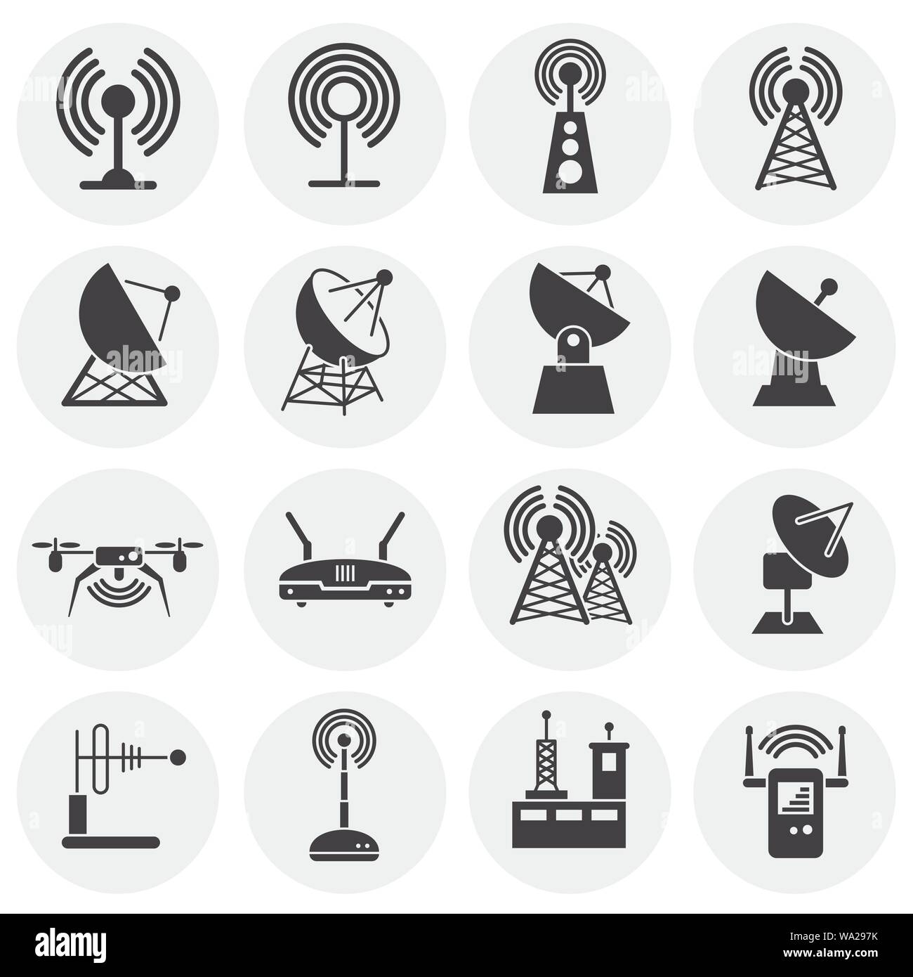 Antennas related icons set on background for graphic and web design ...