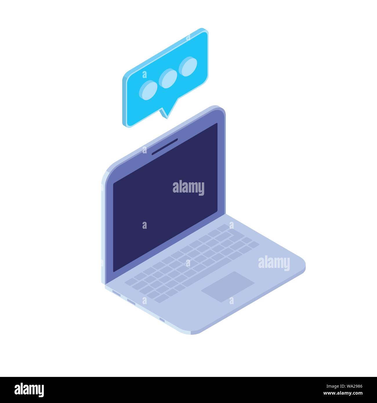 laptop with email notifications on white background Stock Vector Image ...