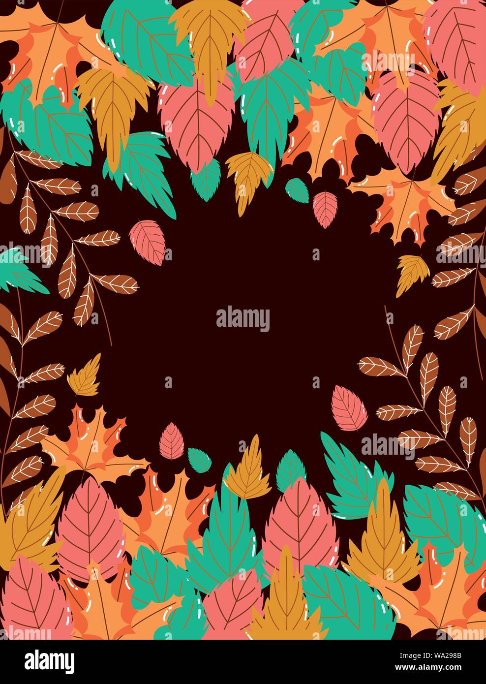 hello autumn foliage leaves border decoration vector illustration Stock ...