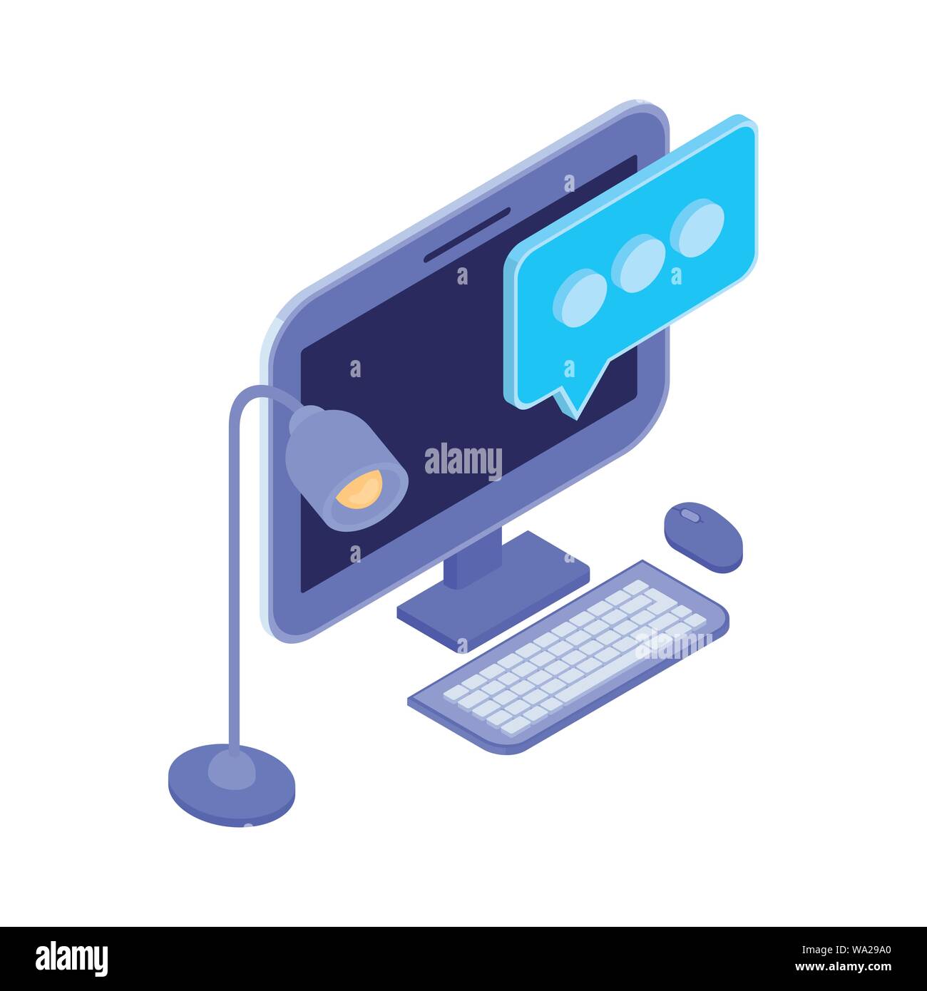 desktop computer screen with email notifications Stock Vector Image ...