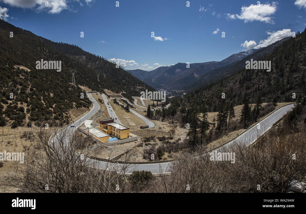 Sichuan garze litang county clip and the blue sky white cloud mountain ...