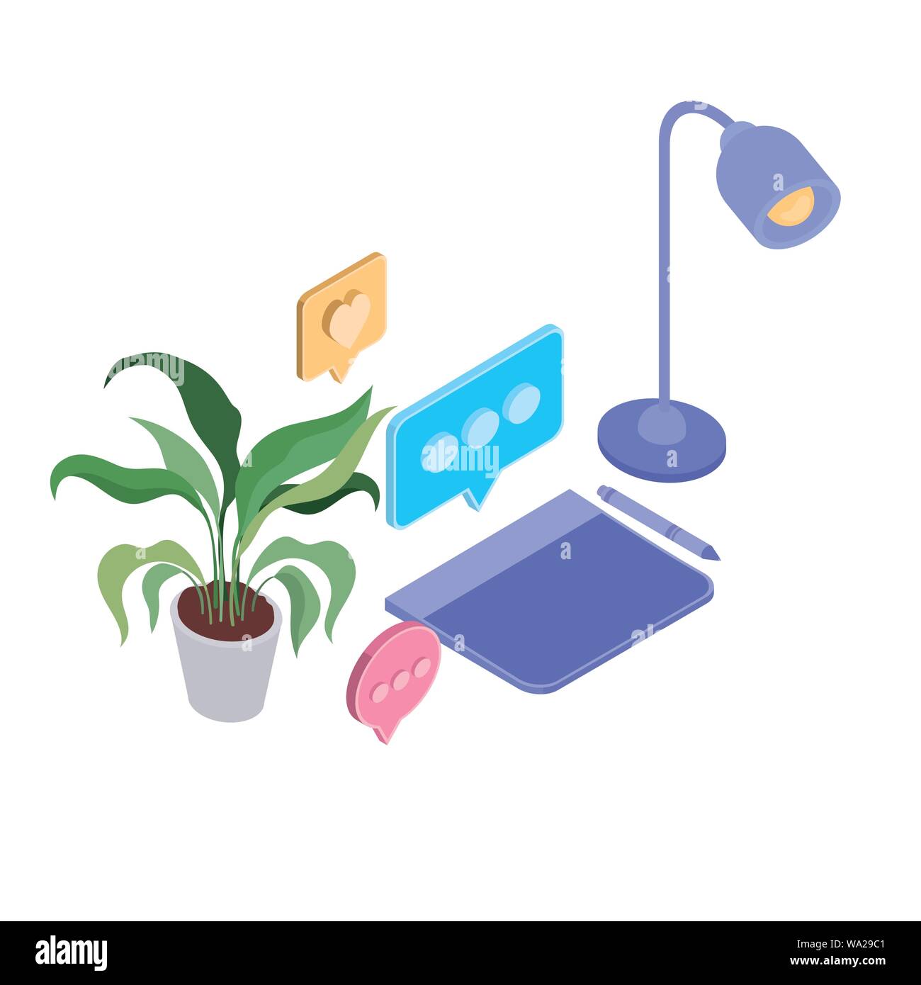 tablet with email notifications on white background Stock Vector Image ...