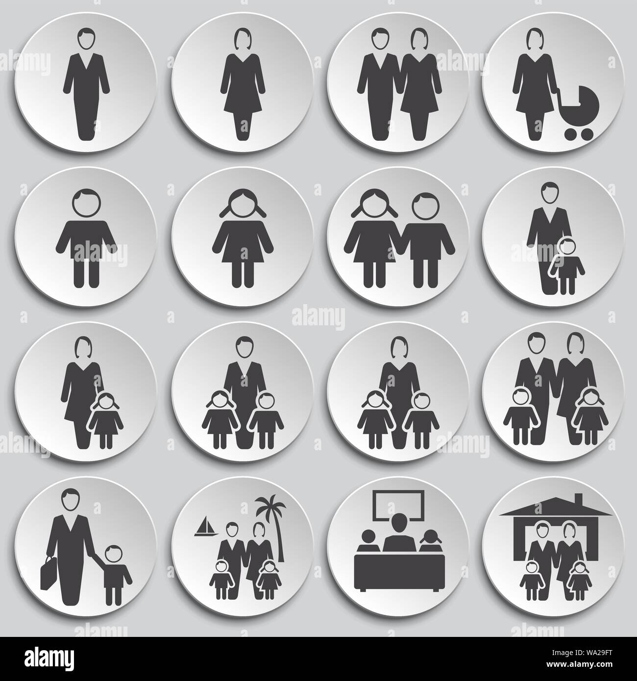 Family day related icons set on background for graphic and web design ...