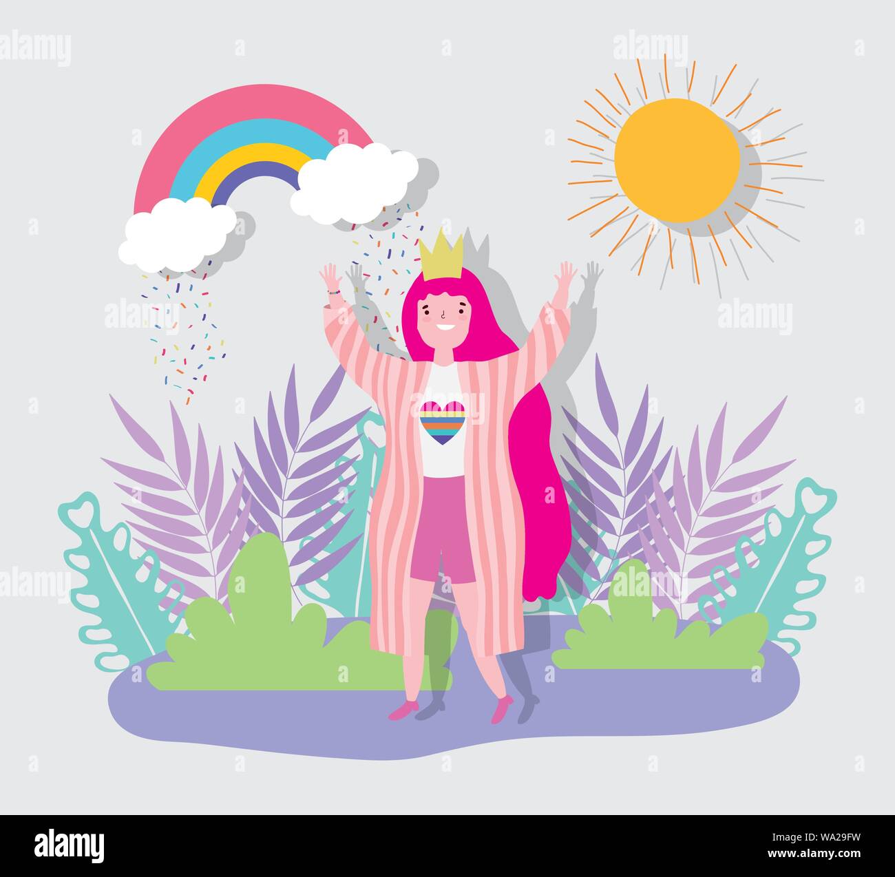 woman wearing crown community lgbtq design vector illustration Stock ...