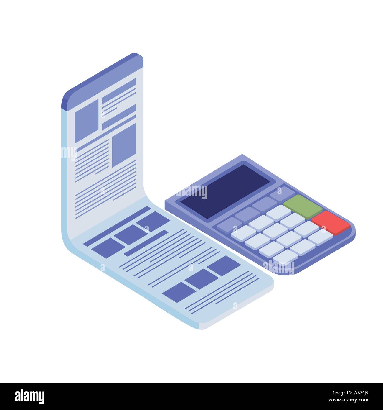 calculator with sheet of paper on white background Stock Vector Image ...
