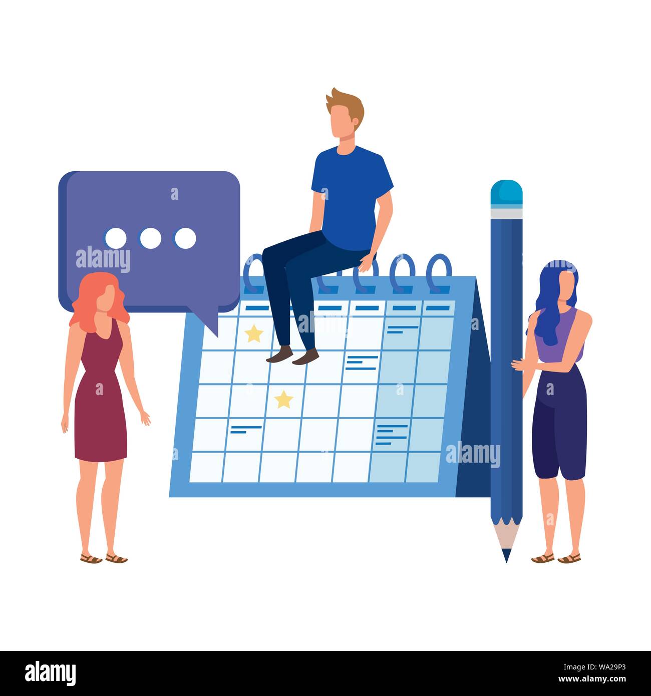 group of people with calendar characters Stock Vector Image & Art - Alamy