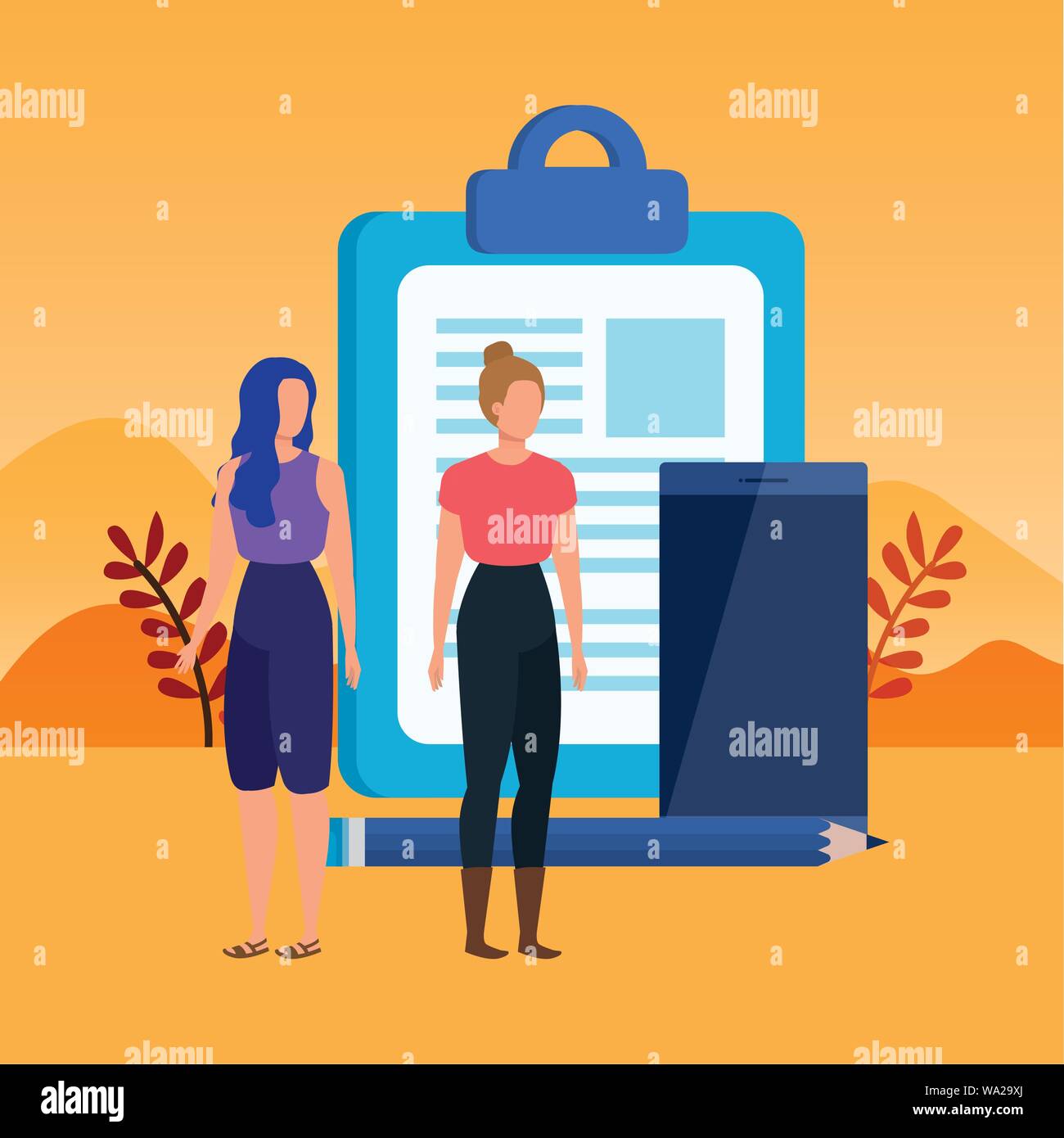 young women with checklist characters Stock Vector Image & Art - Alamy
