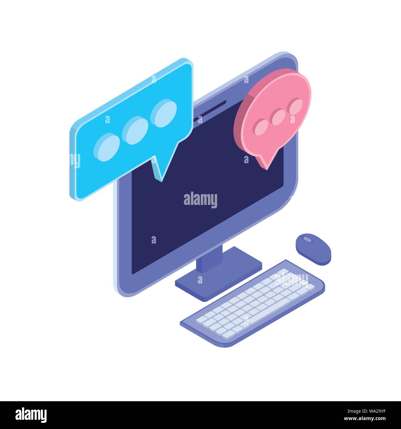 desktop computer screen with email notifications Stock Vector Image ...