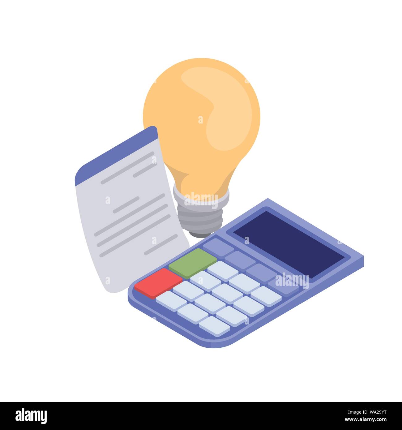 calculator with sheet of paper on white background Stock Vector Image ...