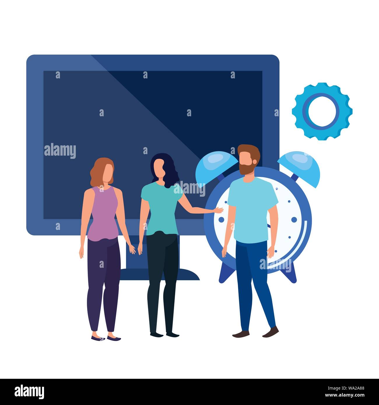 group of people with desktop computer Stock Vector Image & Art - Alamy