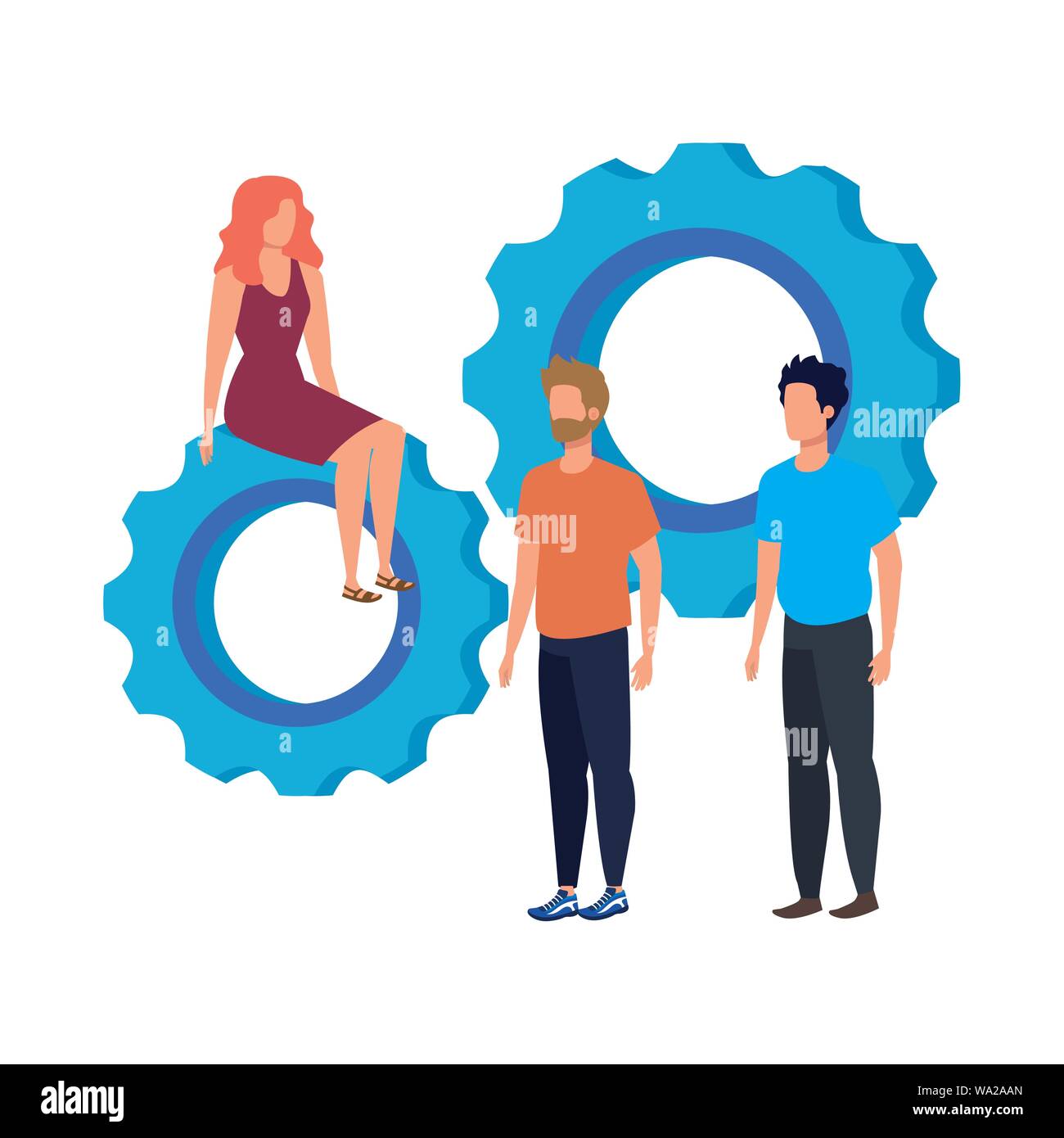 group of people with gears characters Stock Vector Image & Art - Alamy