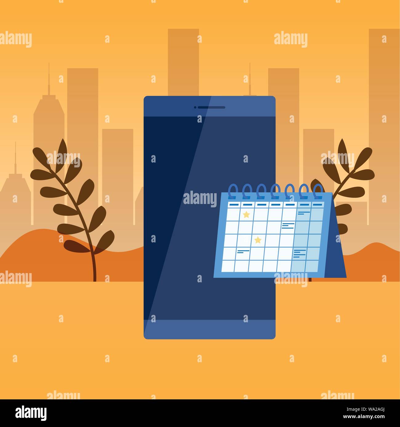 smartphone device with calendar reminder Stock Vector Image & Art - Alamy