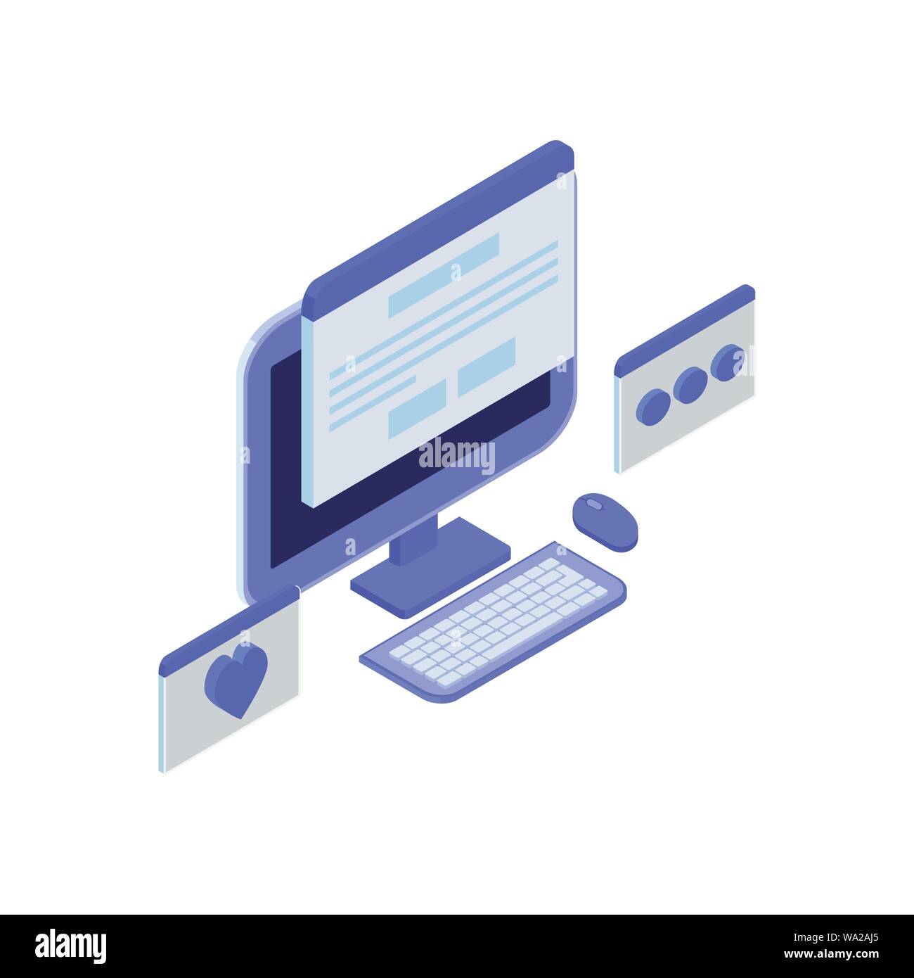 desktop computer screen with email notifications Stock Vector Image ...