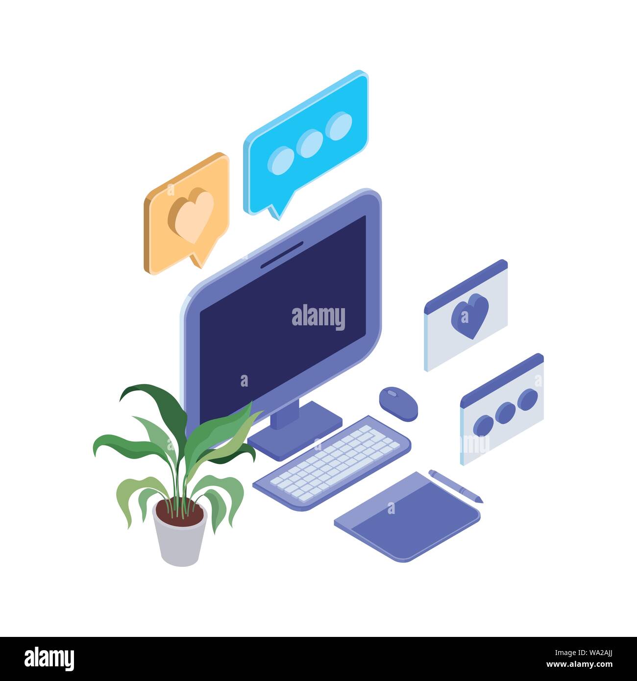 set of icons with desktop computer screen Stock Vector Image & Art - Alamy