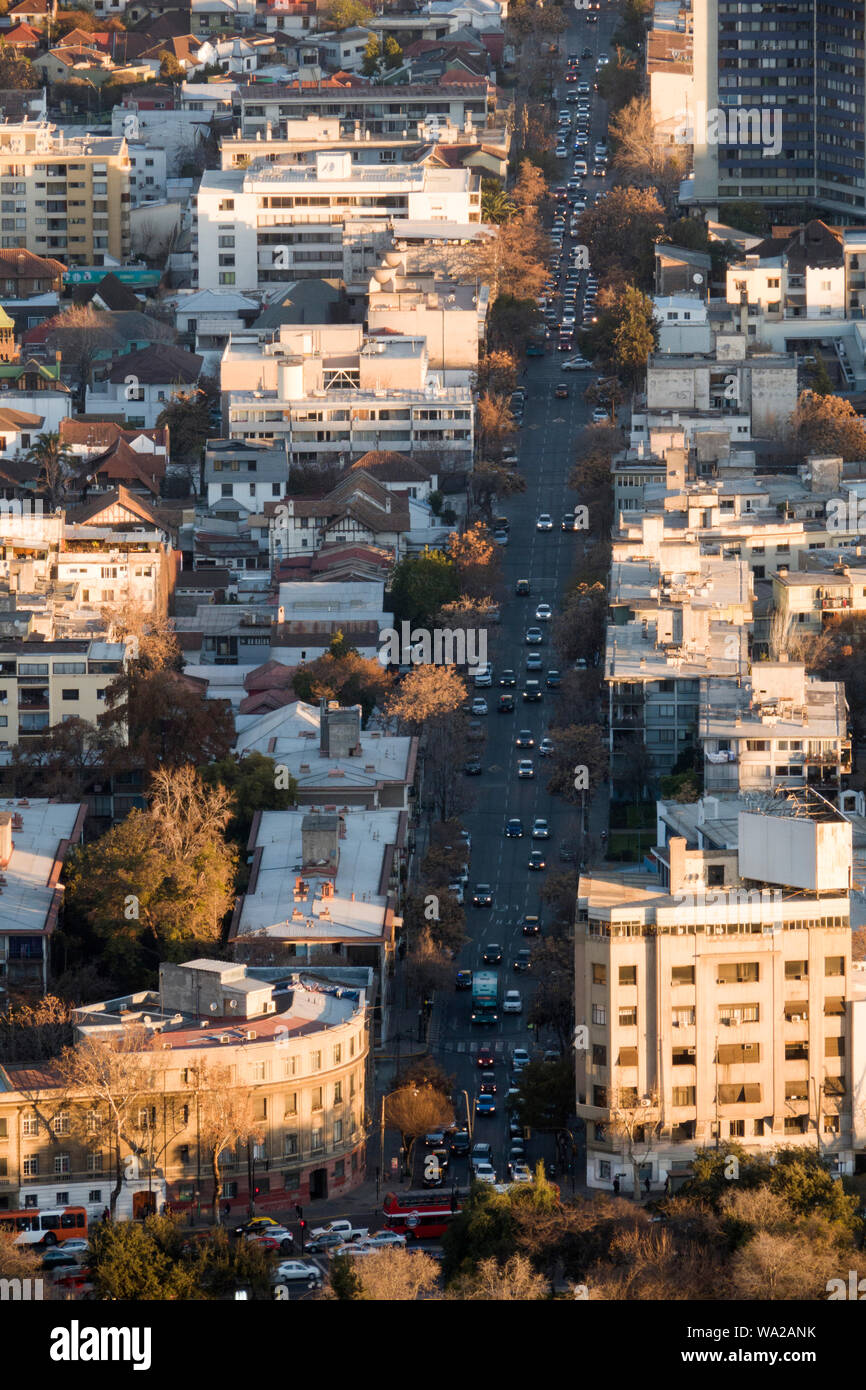 High angle view of apartment buildings and streets in Dalmacia ...