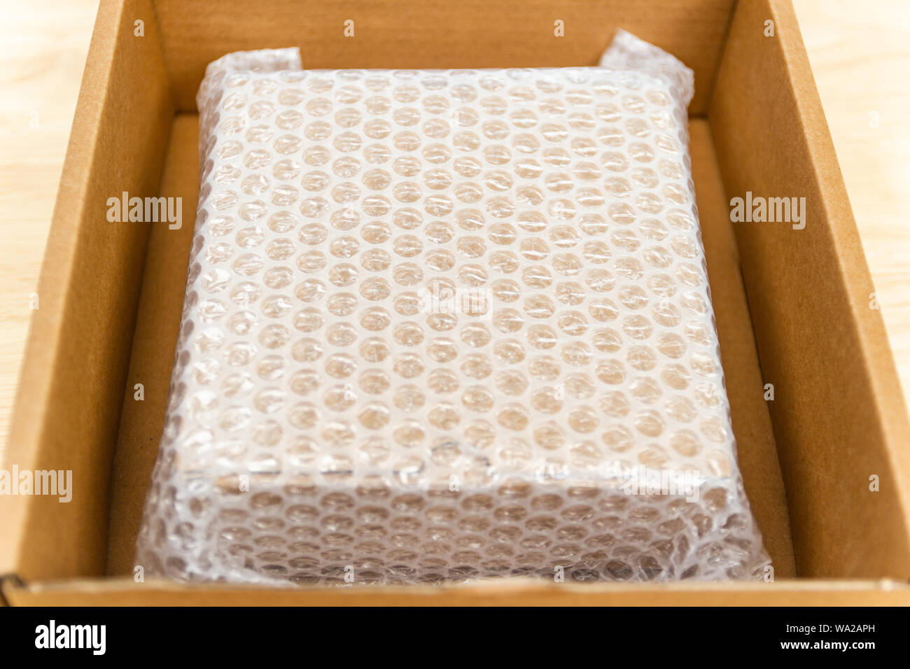 Bubbles covering the box by bubble wrap for protection product cracked ...