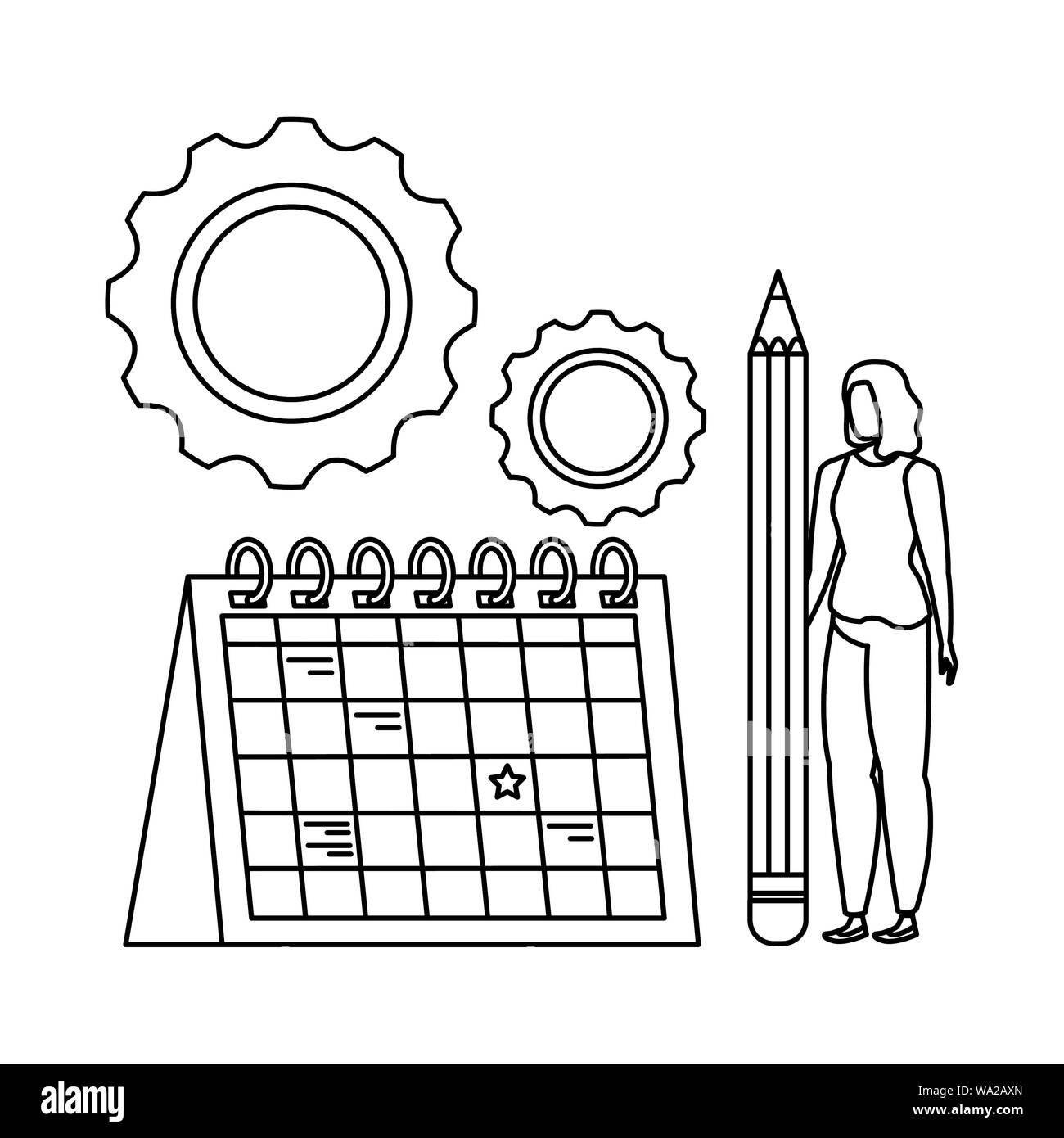 young woman with calendar character Stock Vector Image & Art - Alamy