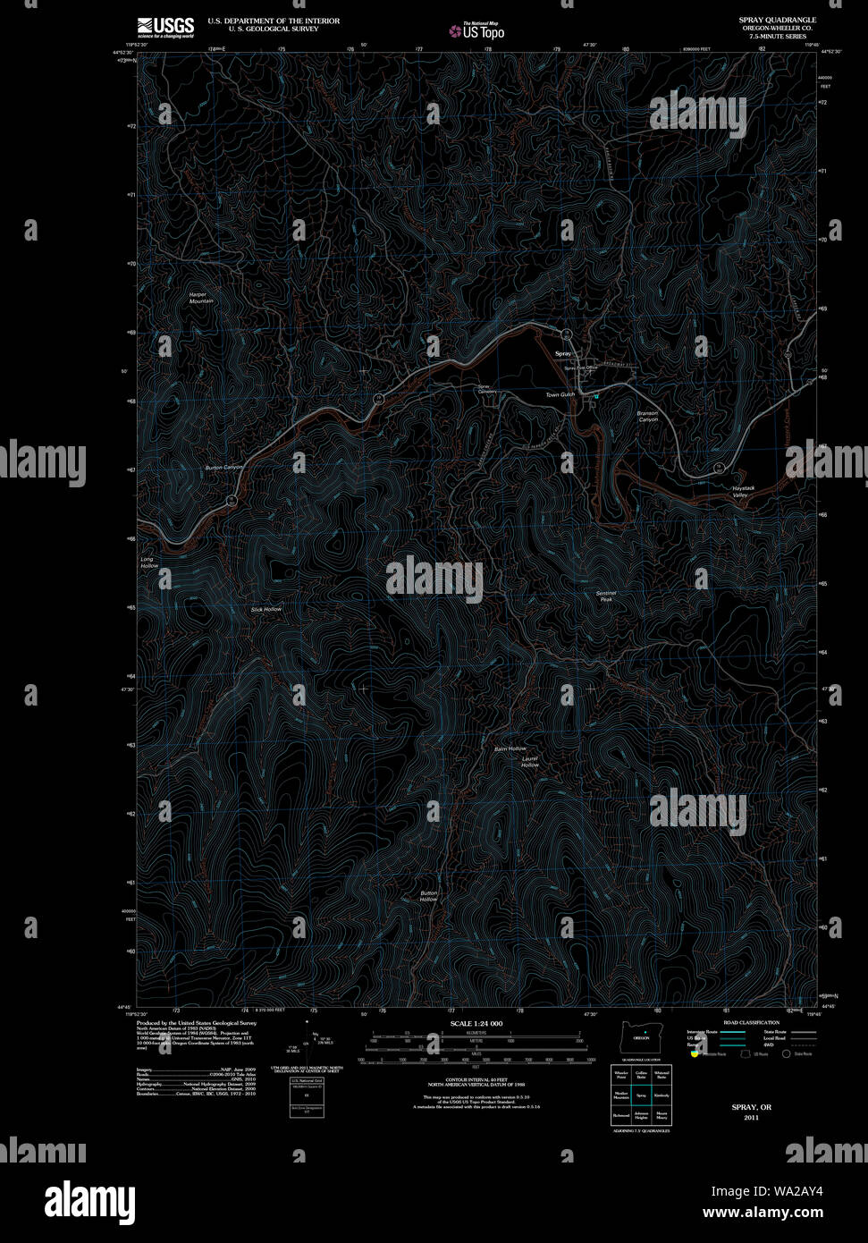 Map of spray oregon hi-res stock photography and images - Alamy