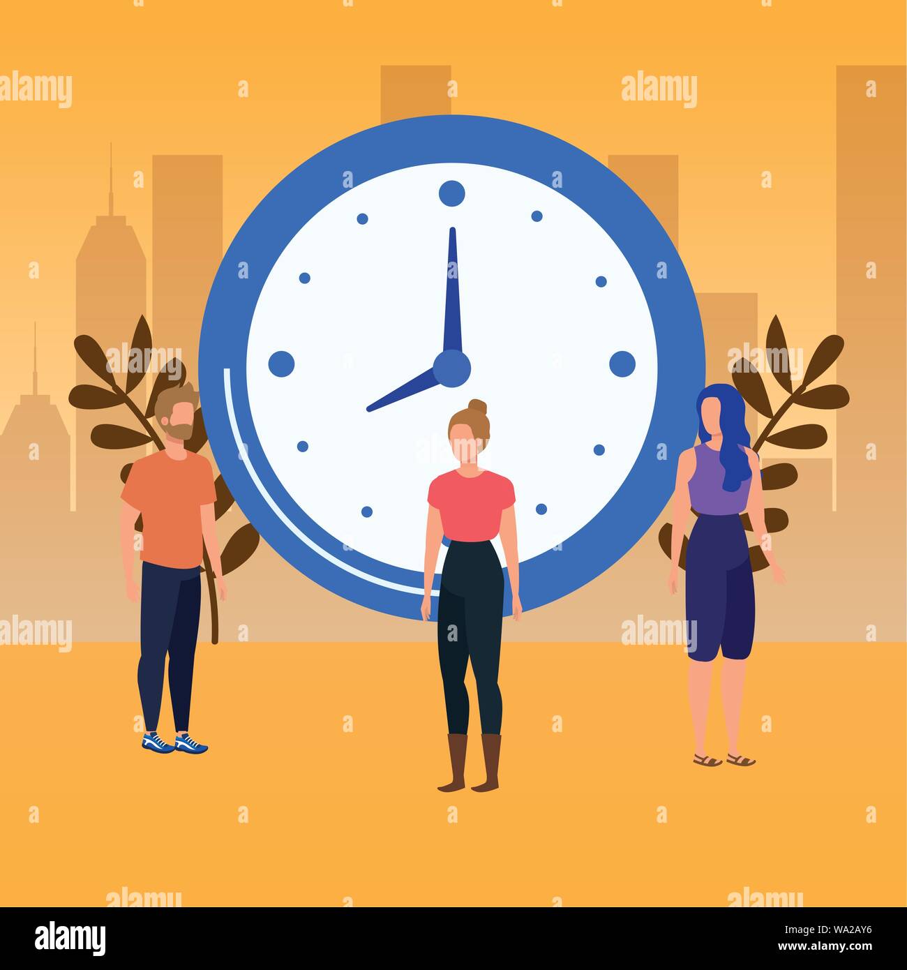 group of people with time clock Stock Vector Image & Art - Alamy