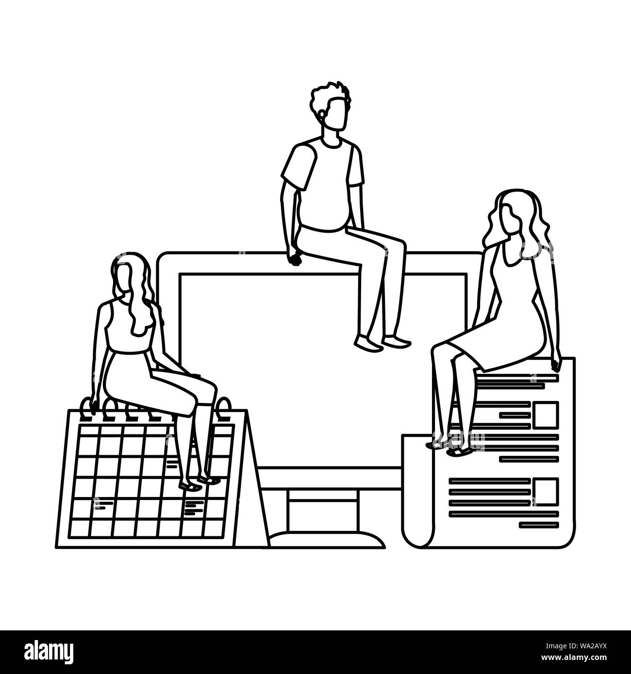 group of people with desktop computer Stock Vector Image & Art - Alamy