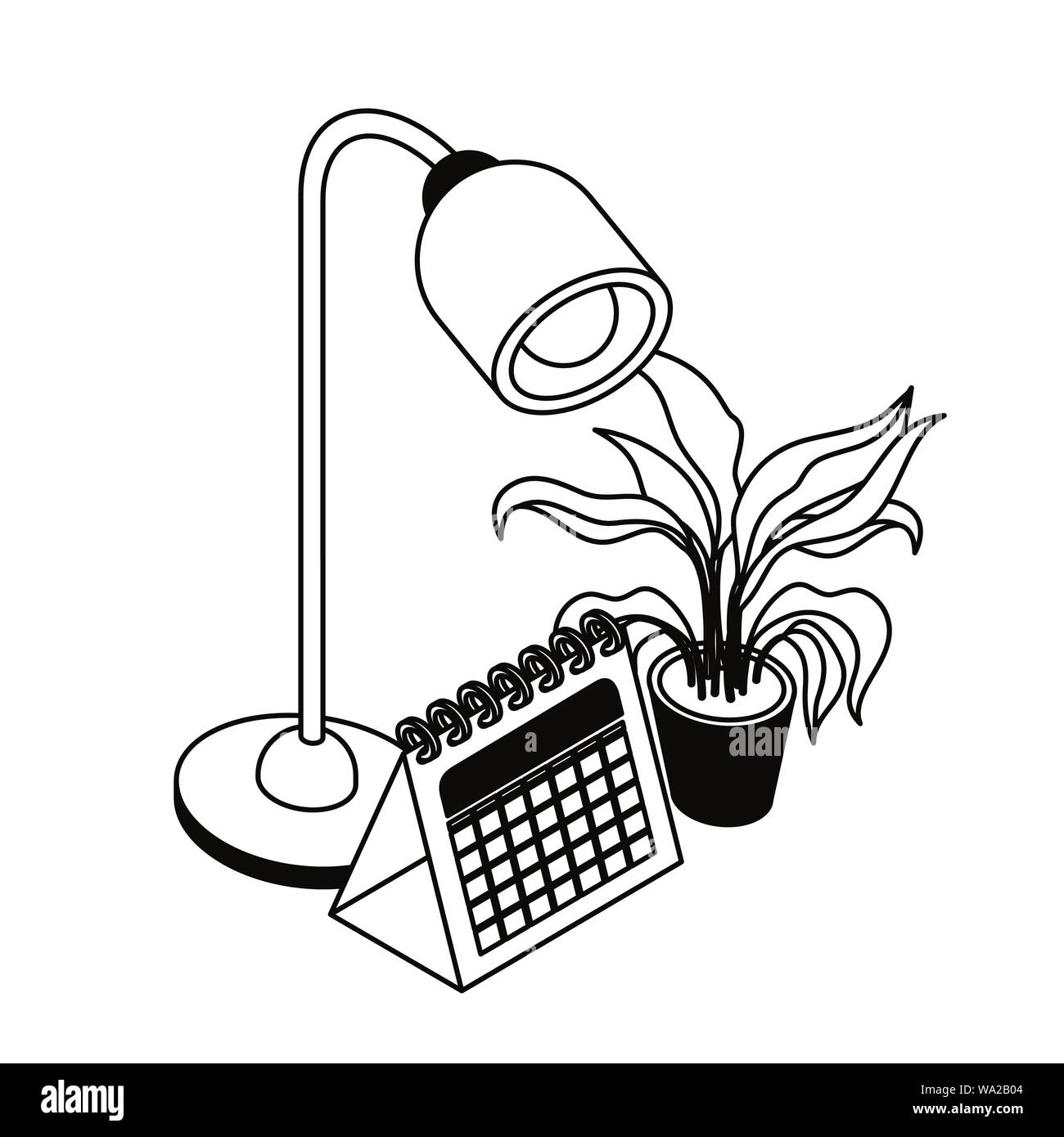 office lamp and calendar on white background Stock Vector Image & Art ...