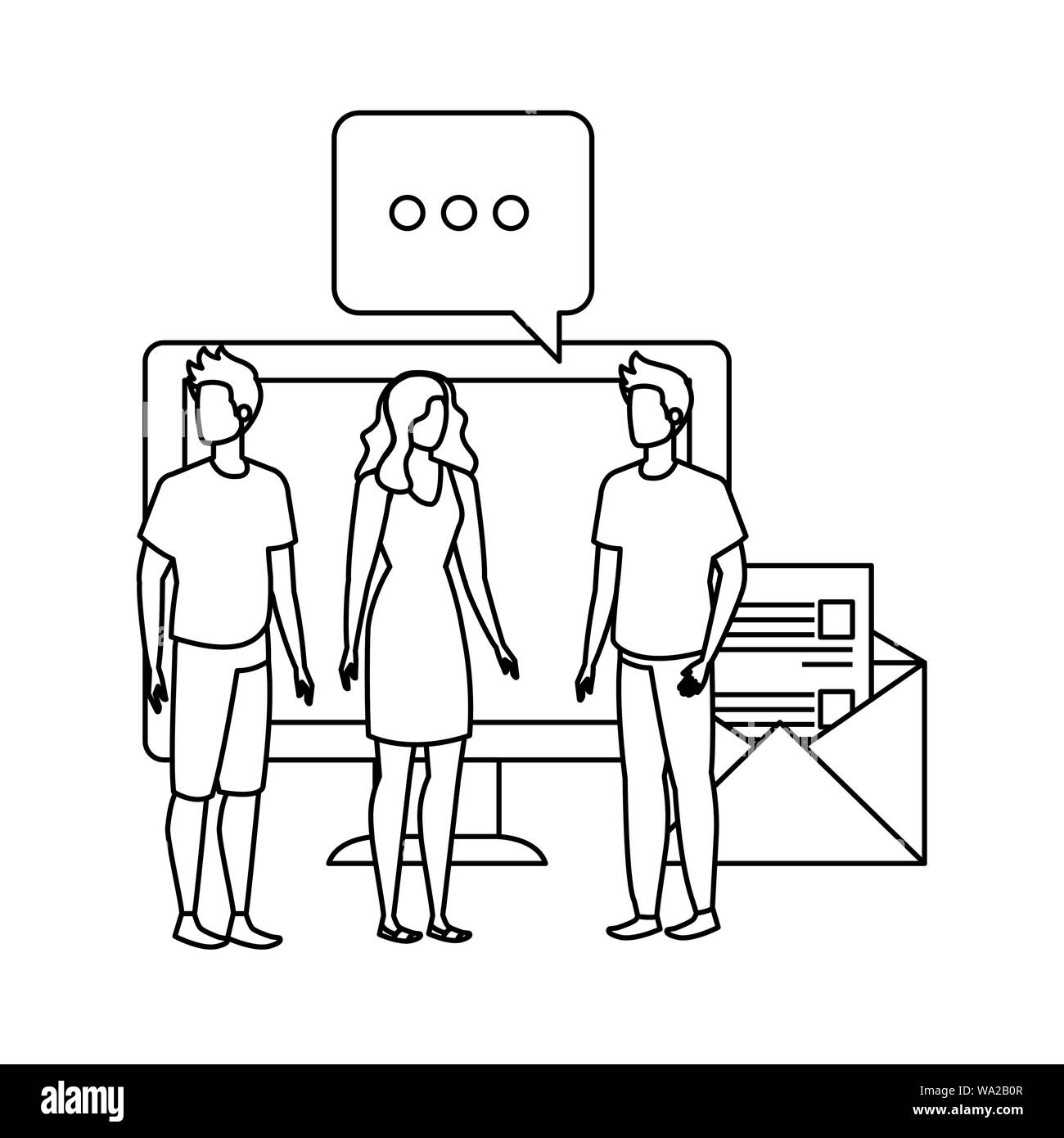 group of people with desktop computer Stock Vector Image & Art - Alamy