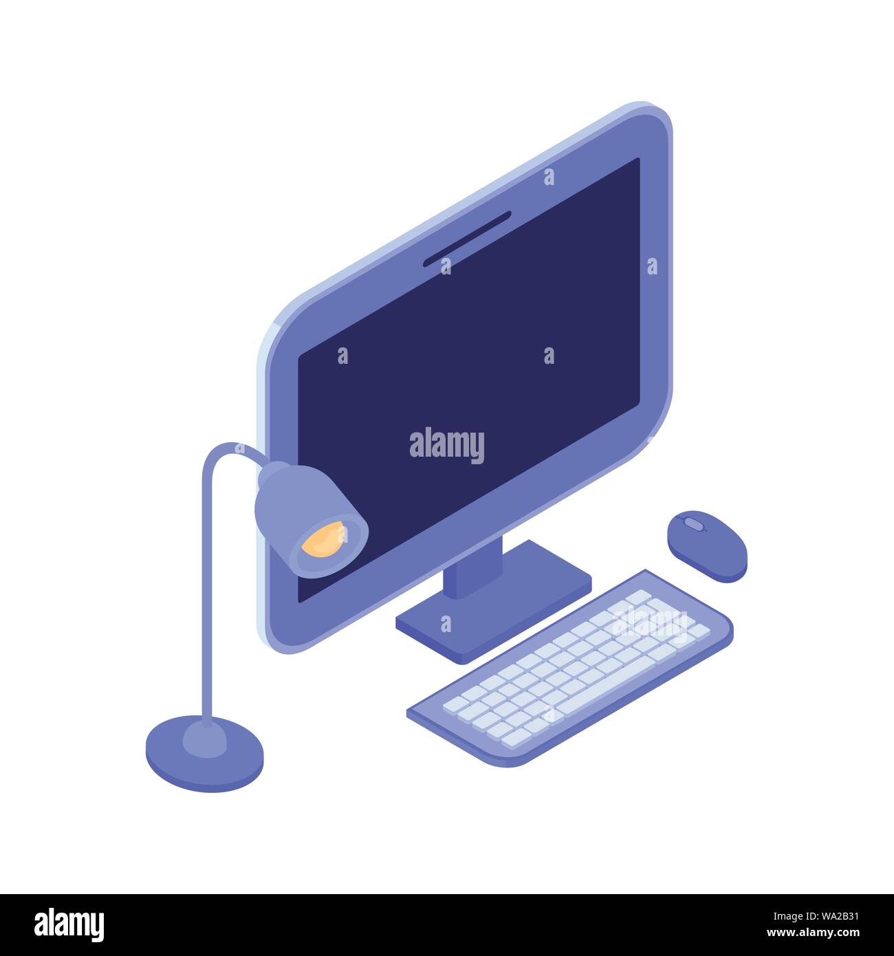 desktop computer screen with keyboard and mouse Stock Vector Image & Art - Alamy