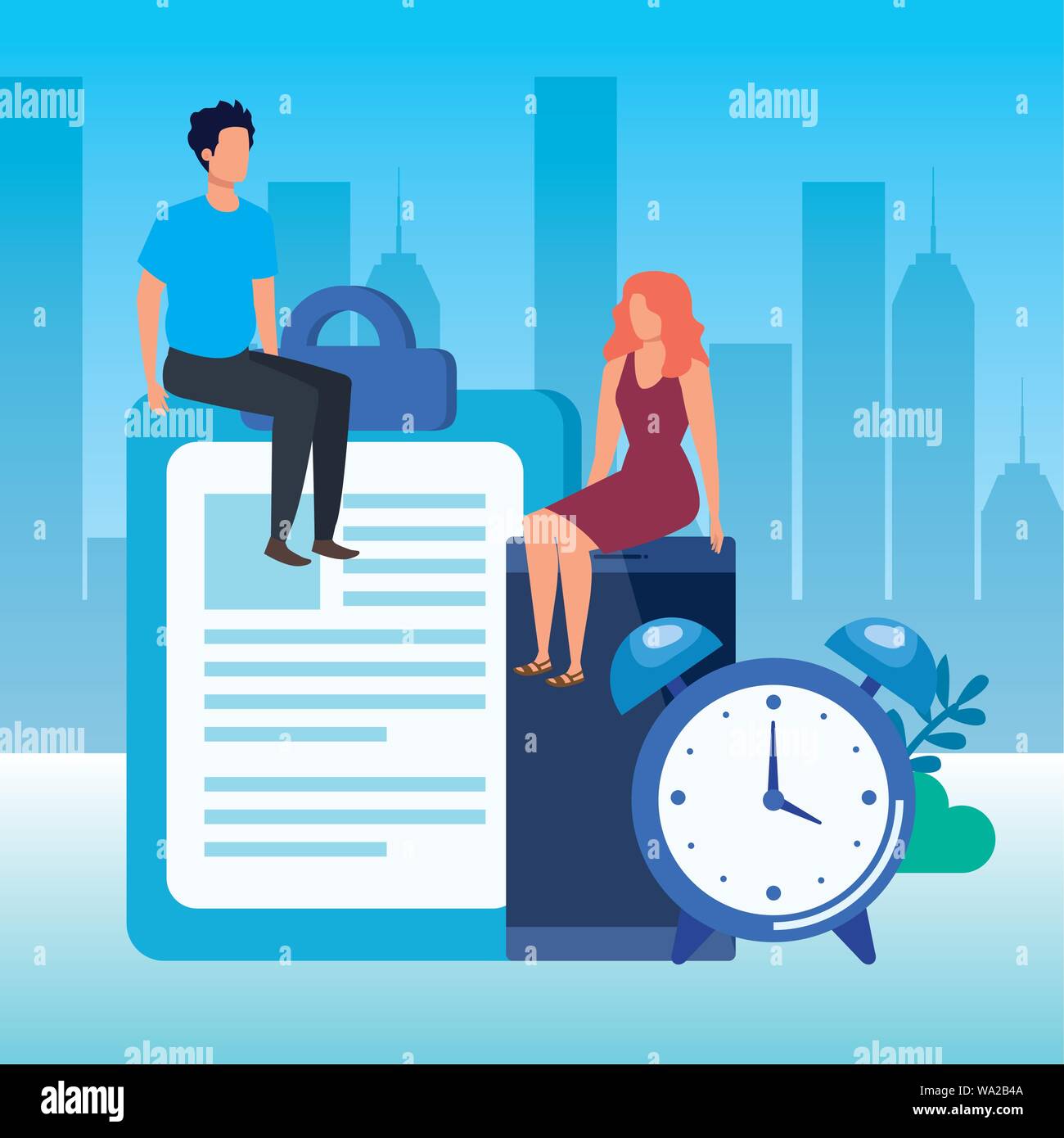 young couple with checklist characters Stock Vector Image & Art - Alamy