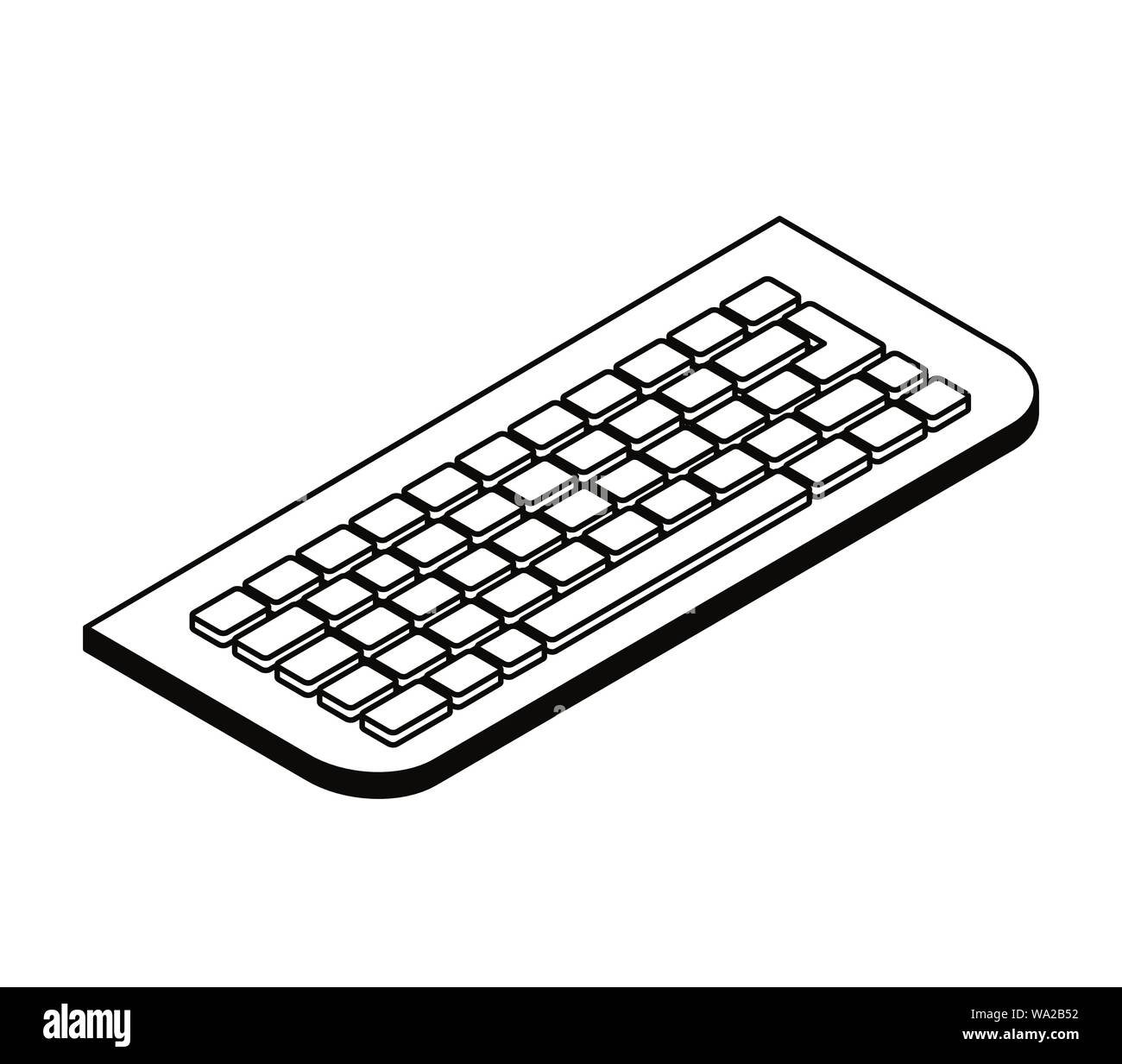 silhouette of computer keyboard on white background Stock Vector Image ...