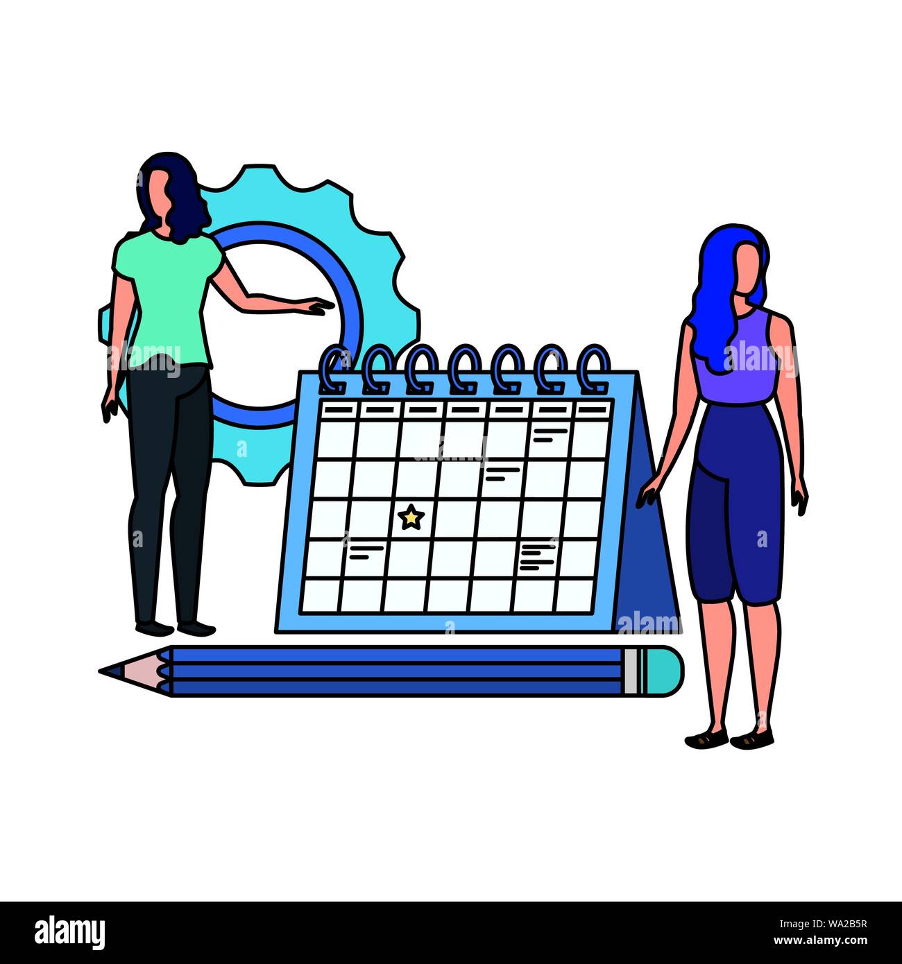 young women with calendar characters Stock Vector Image & Art - Alamy