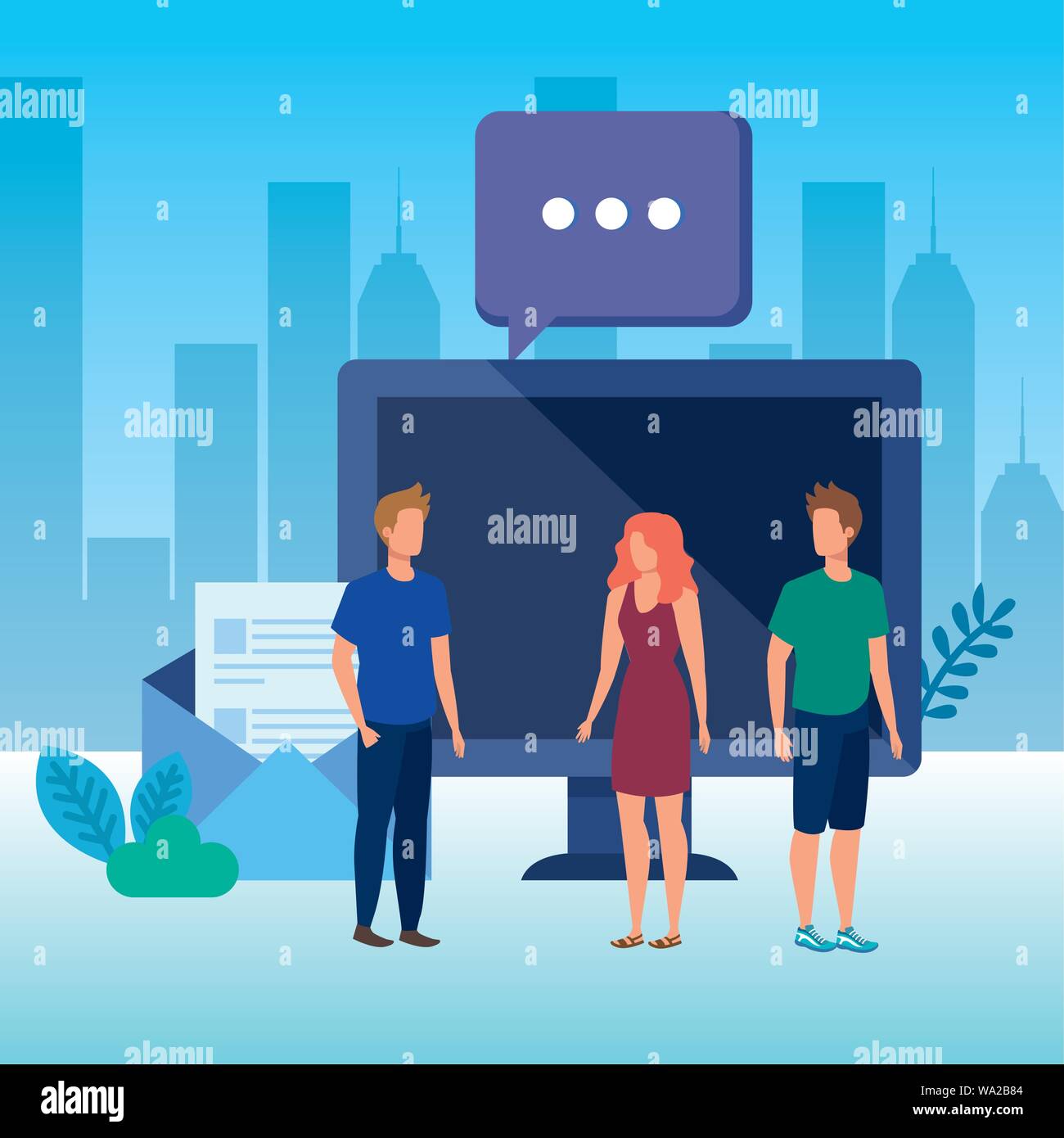 group of people with desktop characters Stock Vector Image & Art - Alamy