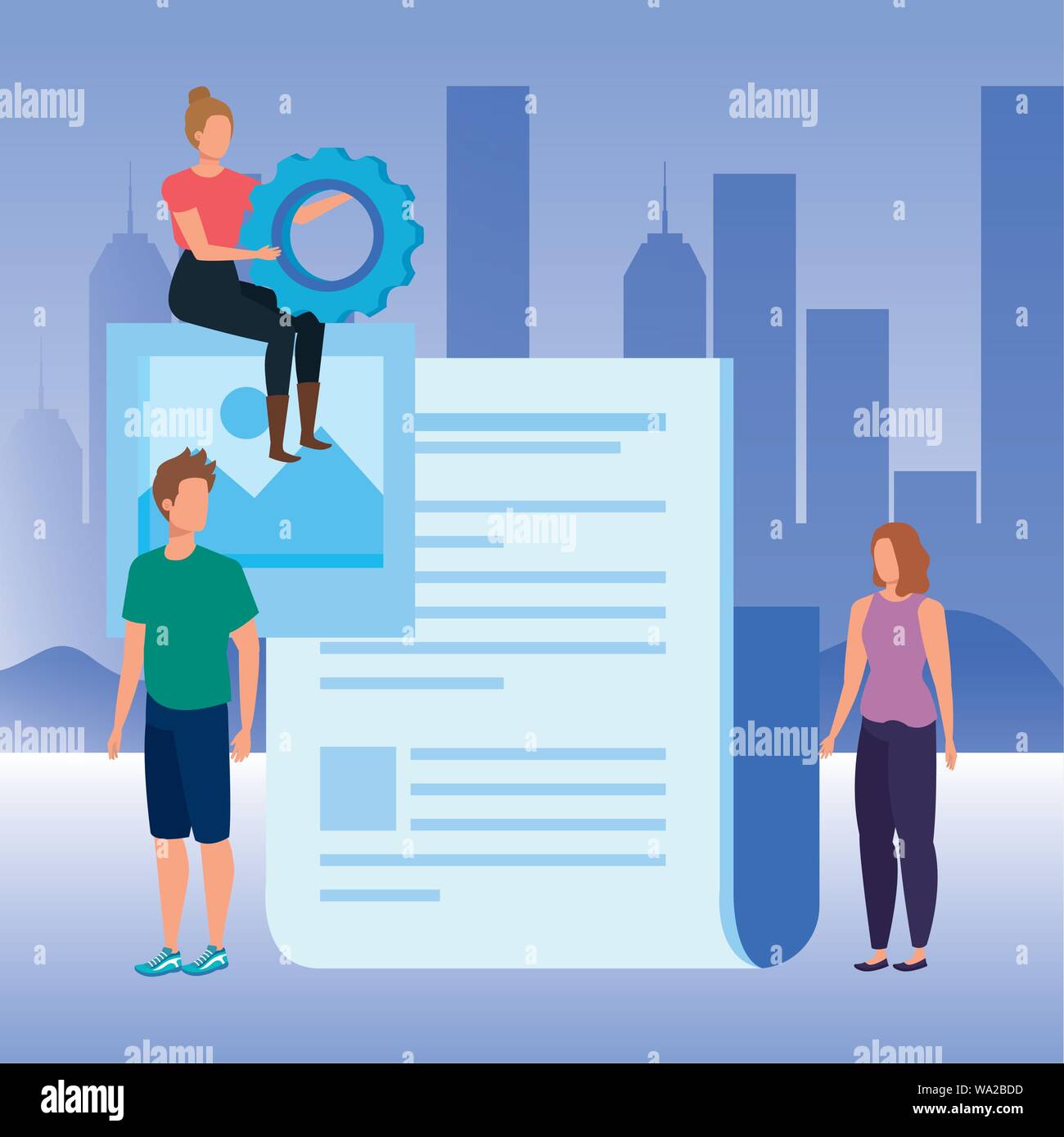 group of people with paper document Stock Vector Image & Art - Alamy