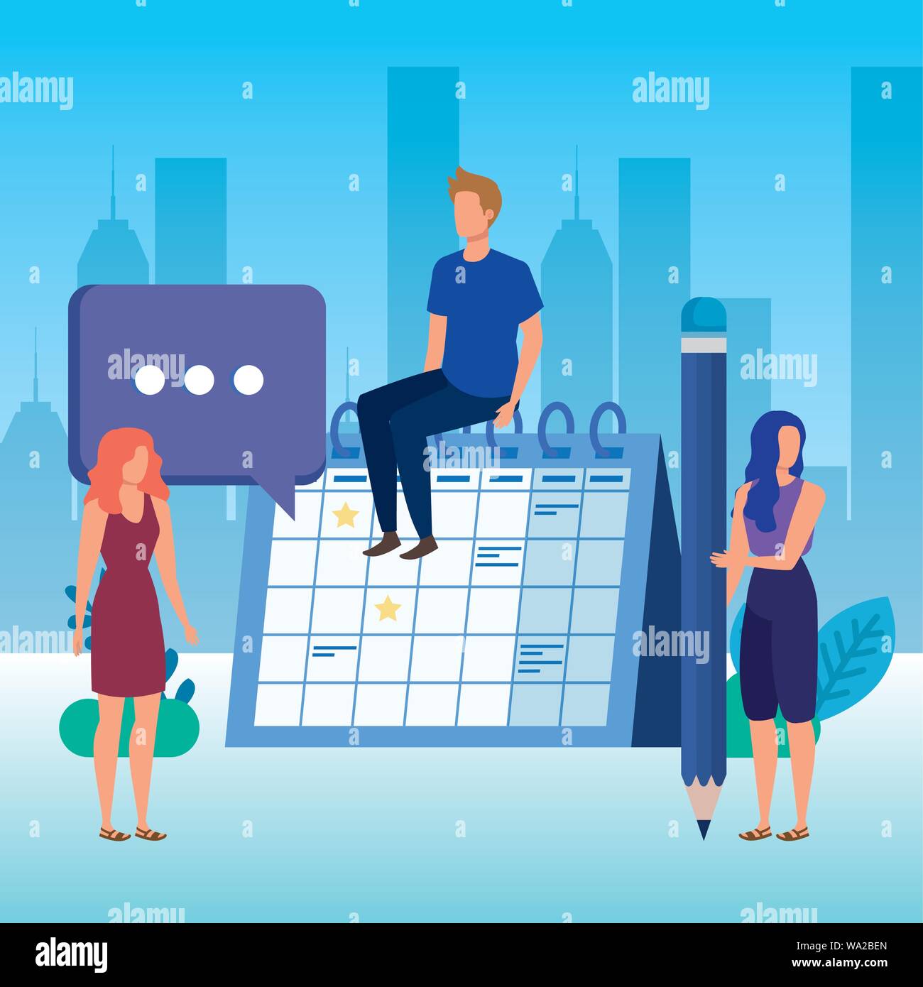 group of people with calendar characters Stock Vector Image & Art - Alamy
