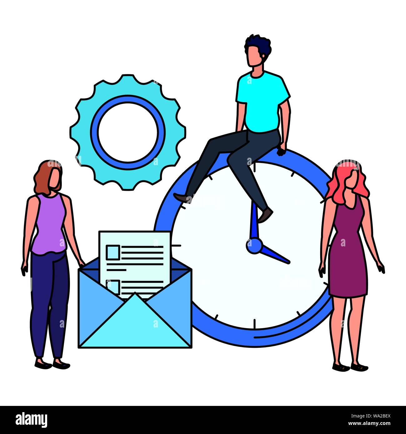 group of people with time clock characters Stock Vector Image & Art - Alamy