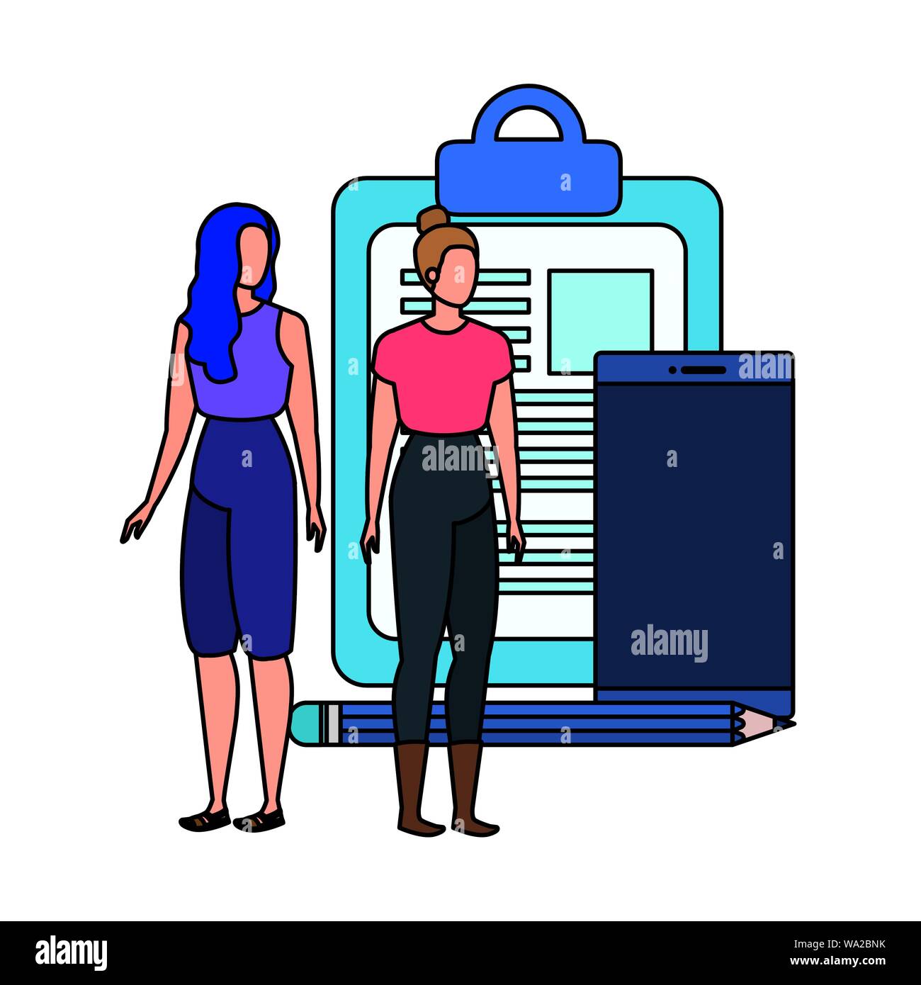 young women with checklist characters Stock Vector Image & Art - Alamy