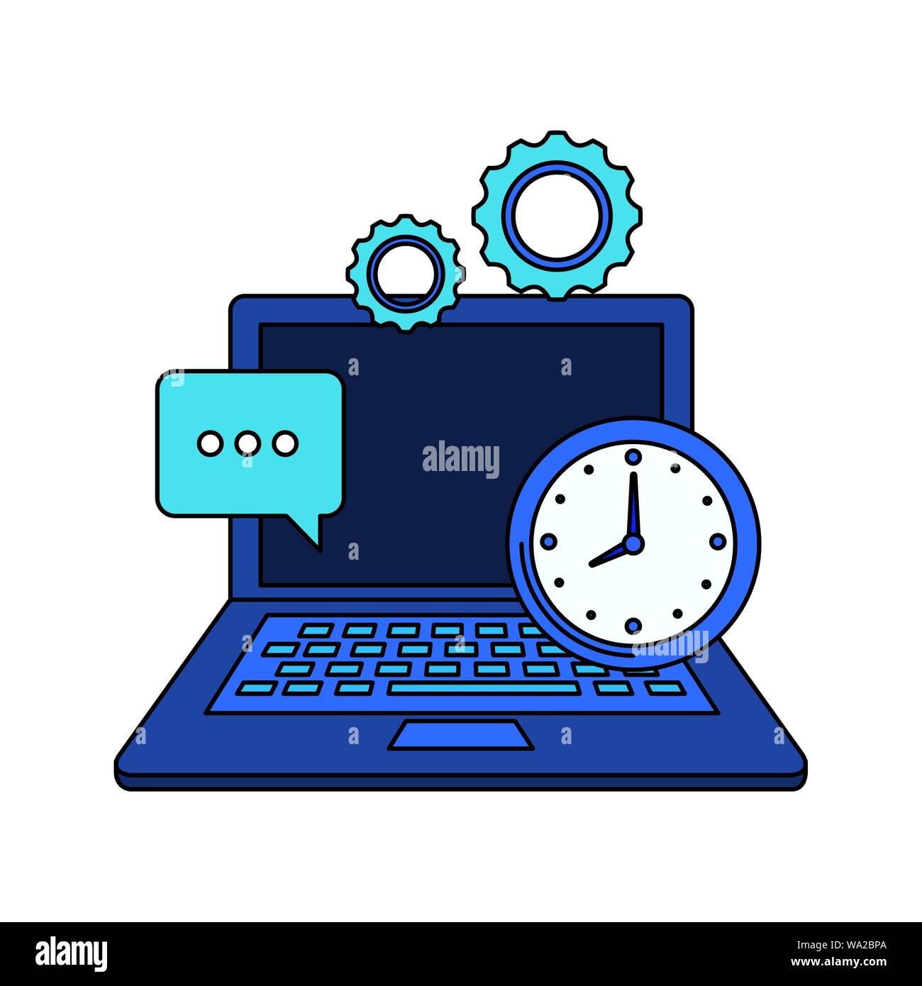 laptop computer with time clock Stock Vector Image & Art - Alamy