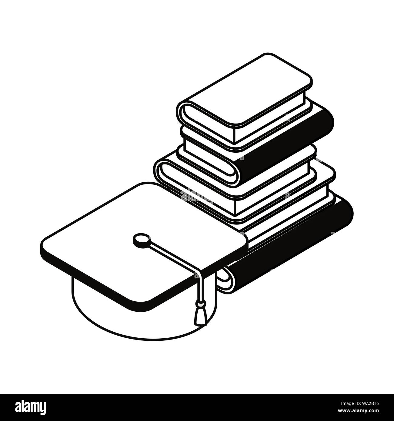 stack of books with graduation hat on white background Stock Vector ...