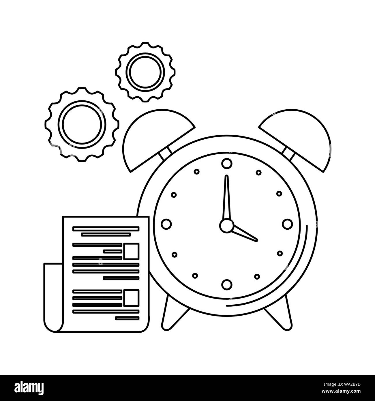alarm clock with document file Stock Vector Image & Art - Alamy