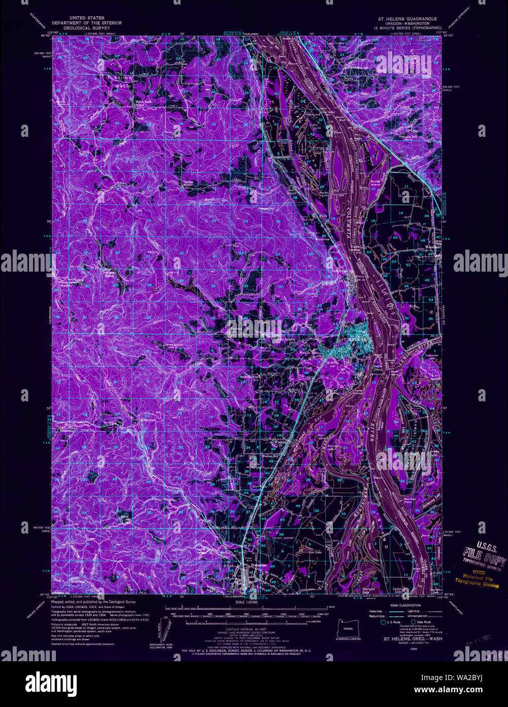 Map of st helens oregon hi-res stock photography and images - Alamy