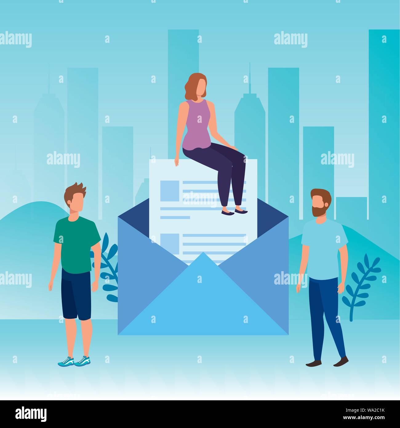 group of people with envelope characters Stock Vector Image & Art - Alamy