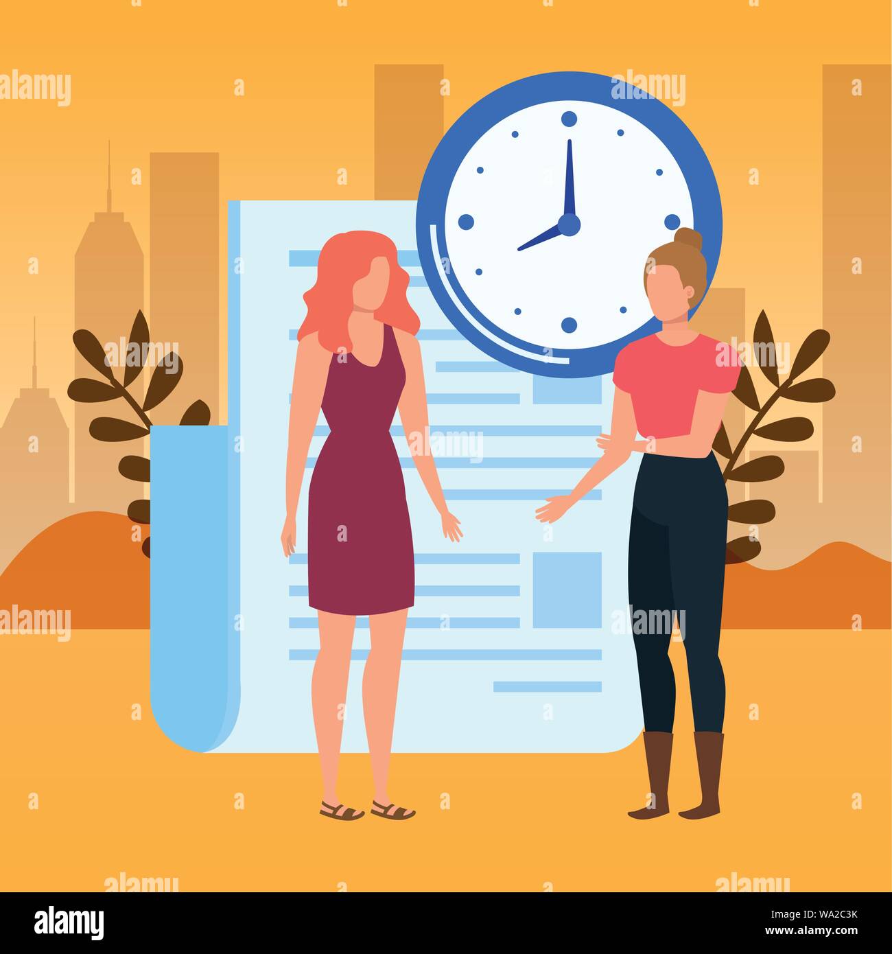 young women with document characters Stock Vector Image & Art - Alamy