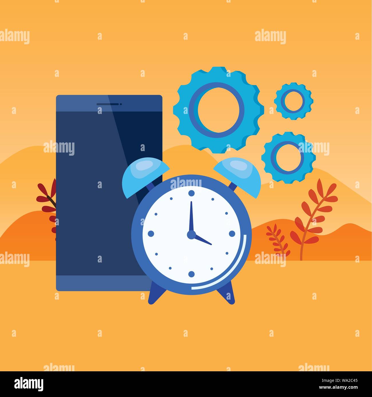 alarm clock with smartphone device Stock Vector Image & Art - Alamy