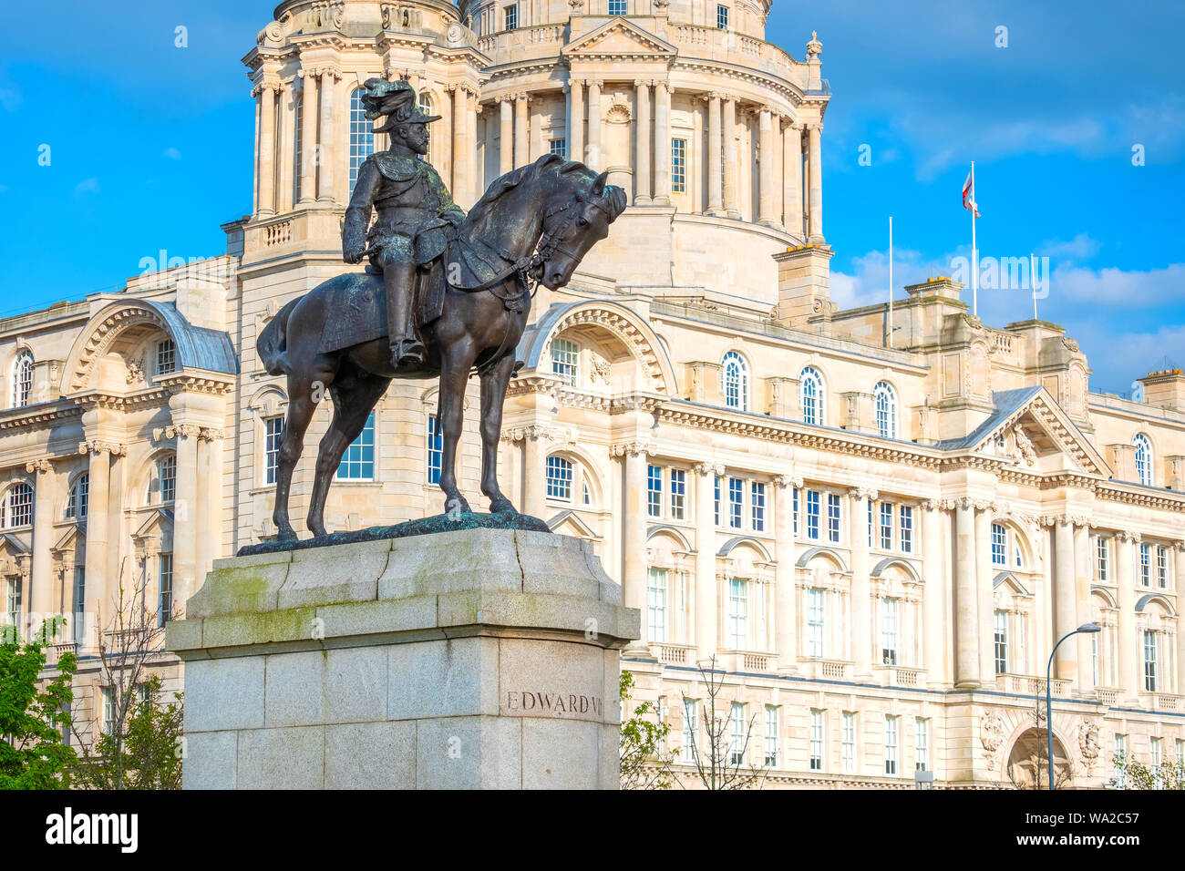 Liverpool, UK - May 17 2018: Monument of King Edward VII by Sir William ...