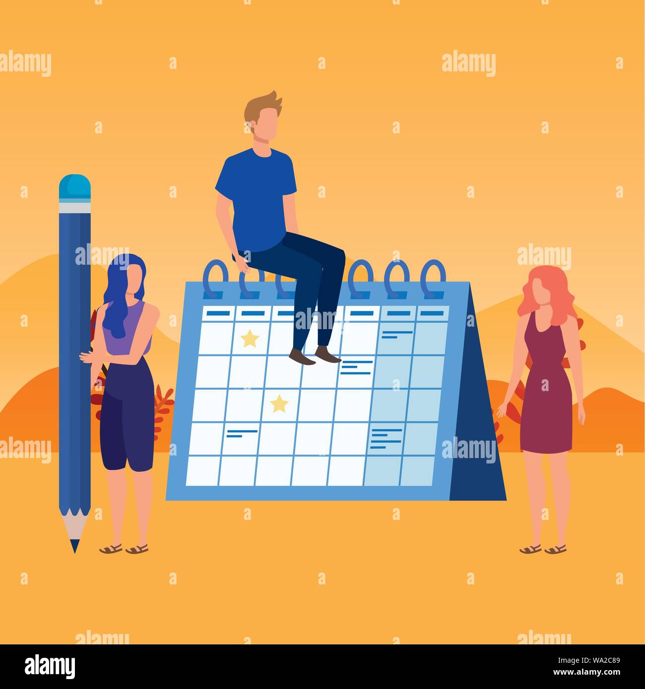 group of people with calendar characters Stock Vector Image & Art - Alamy