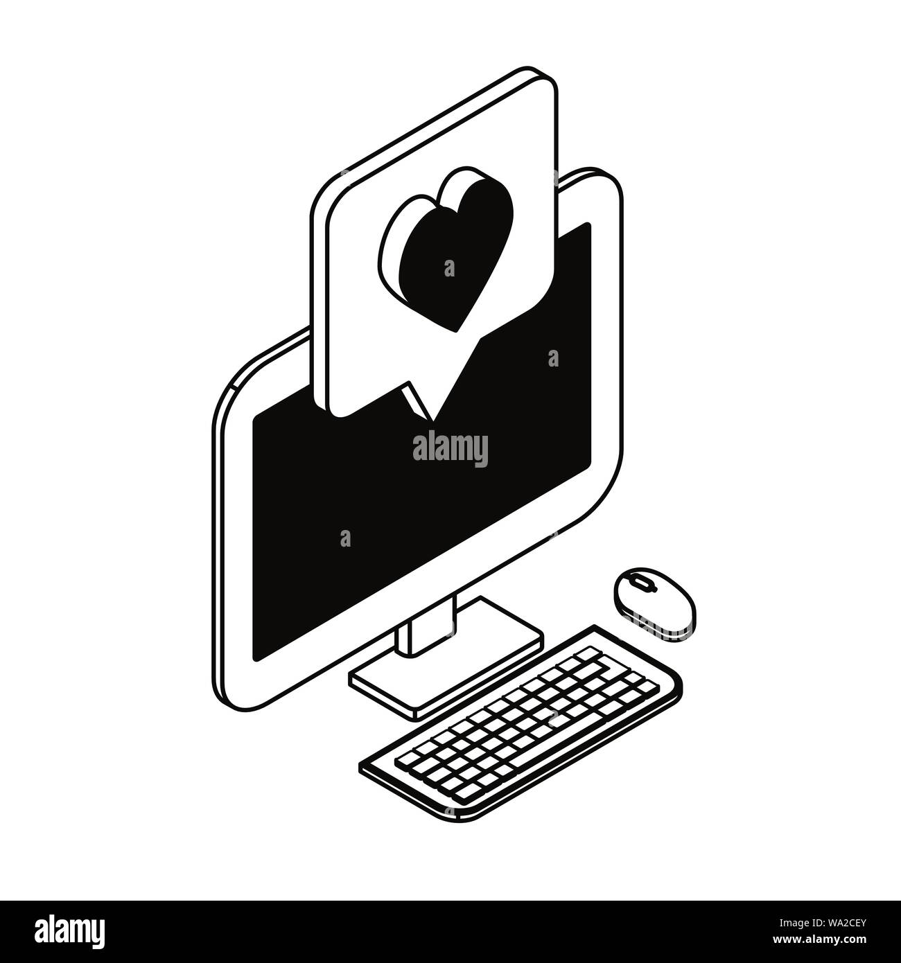 desktop computer screen with email notifications Stock Vector Image ...